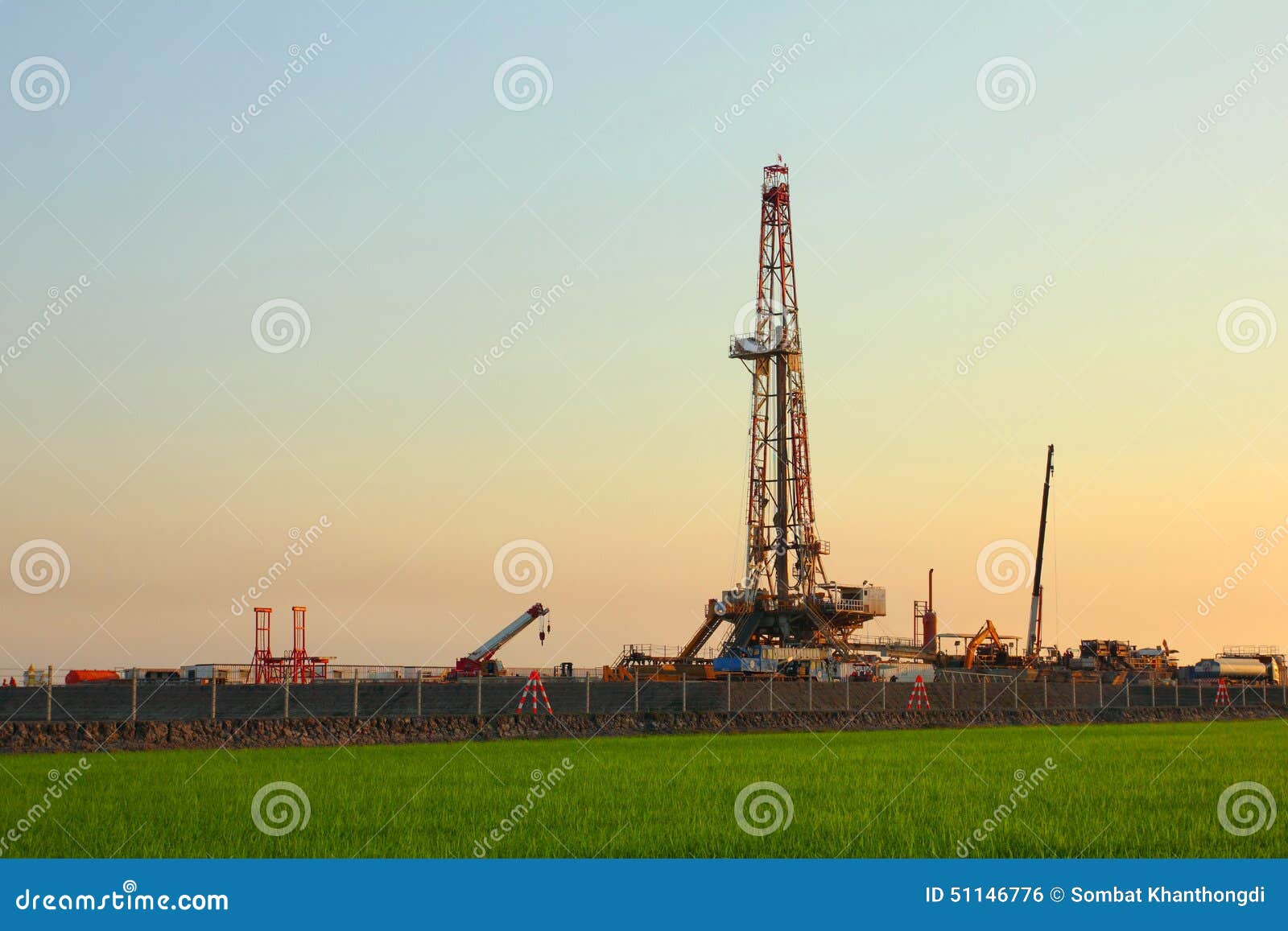 Oil Drilling stock photo. Image of land, green, dawn - 51146776