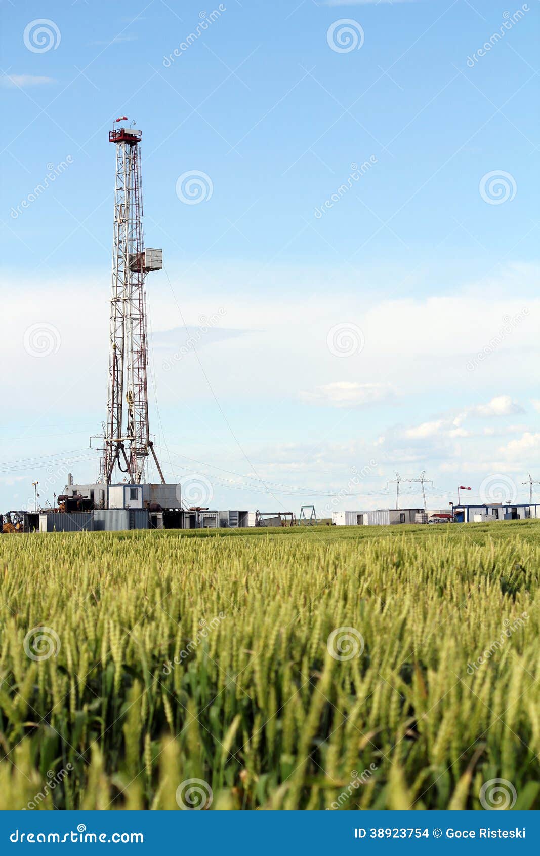Oil Drilling Rig on Wheat Field Stock Photo - Image of outdoor ...
