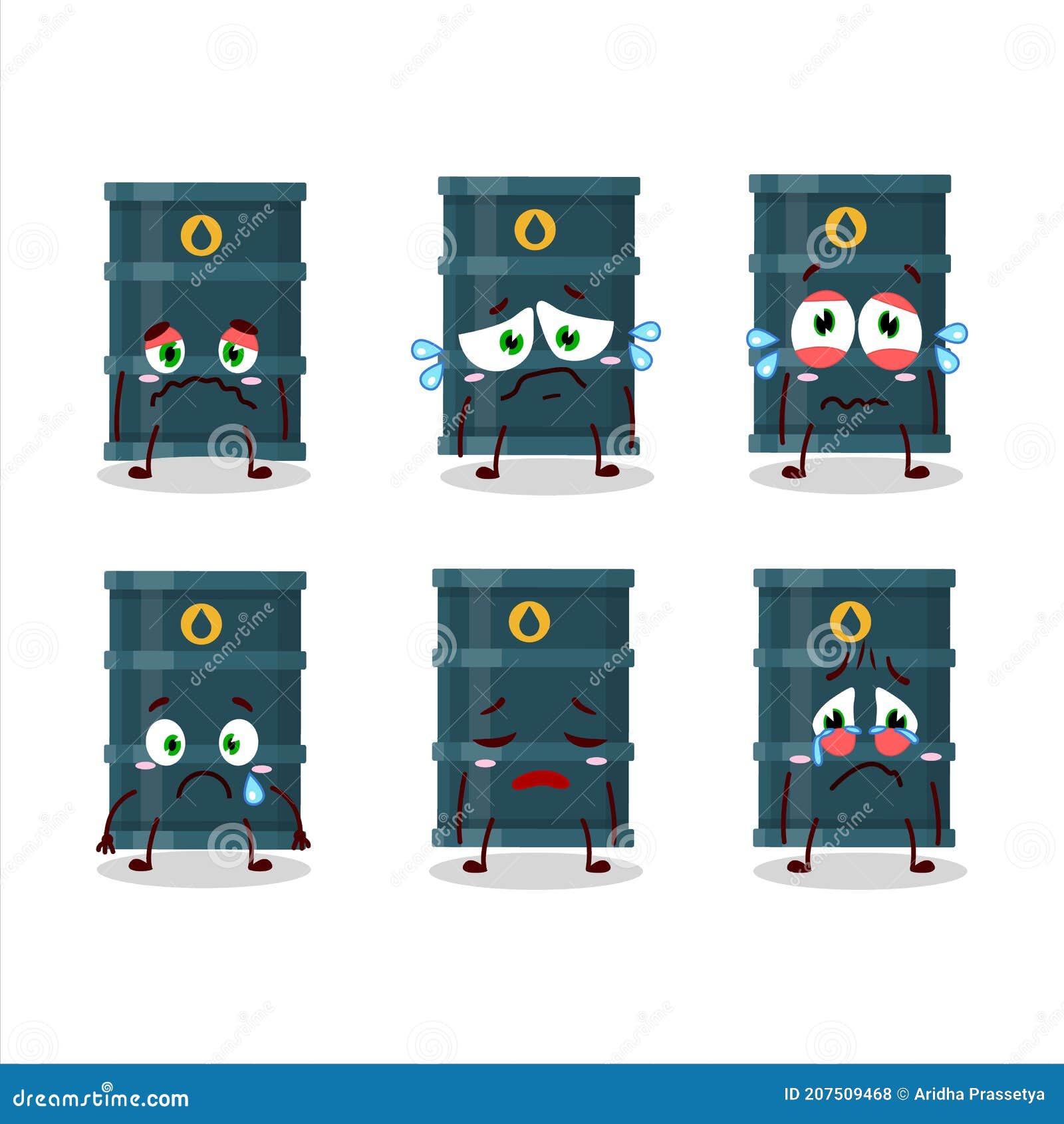 Oil Drum Cartoon Character with Sad Expression Stock Vector ...