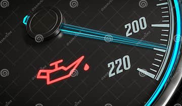 Oil and Engine Malfunction Warning Light Control in Car Dashboard. 3D ...