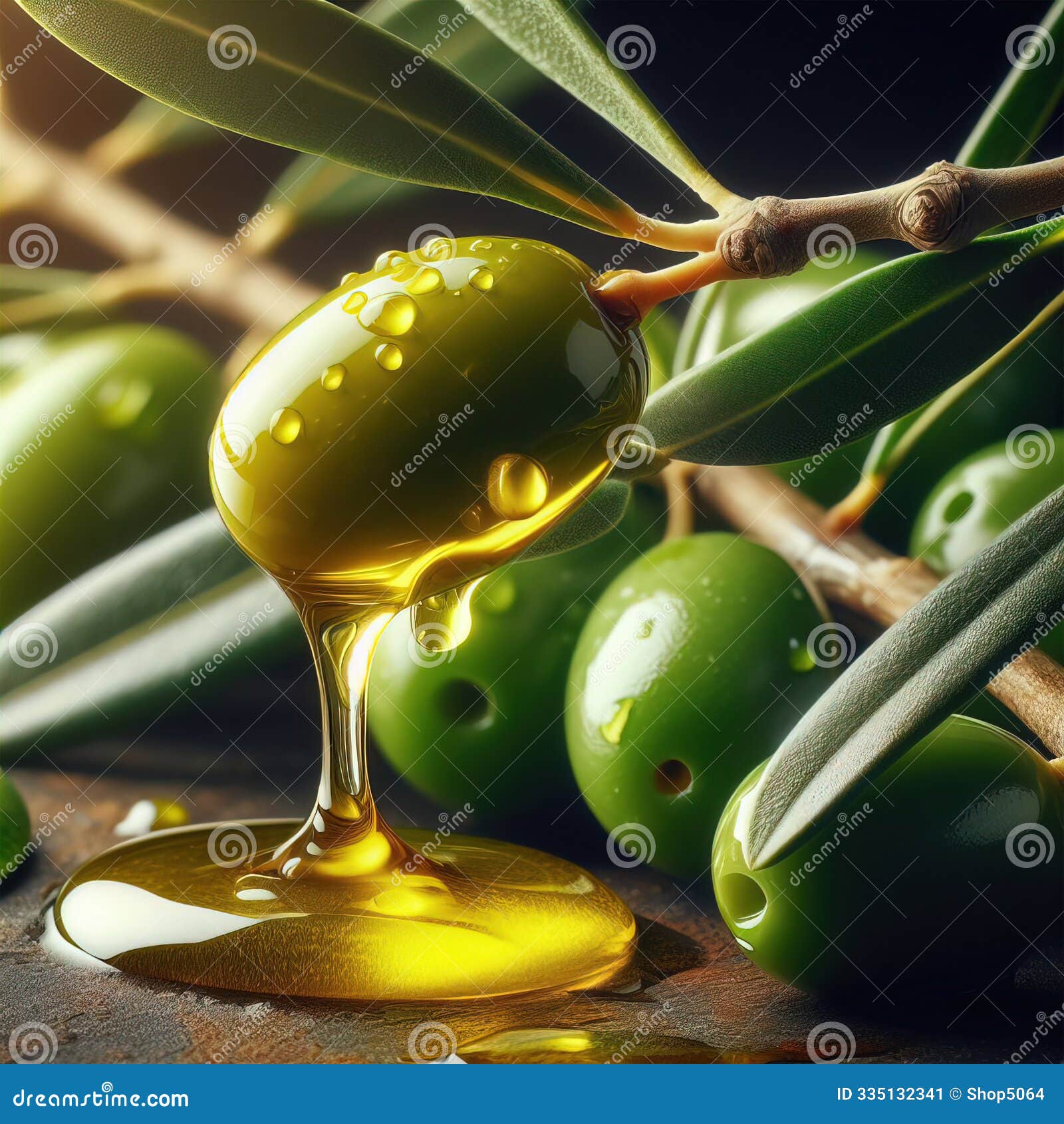 Oil Falling on an Olive Branch Stock Illustration - Illustration of ...