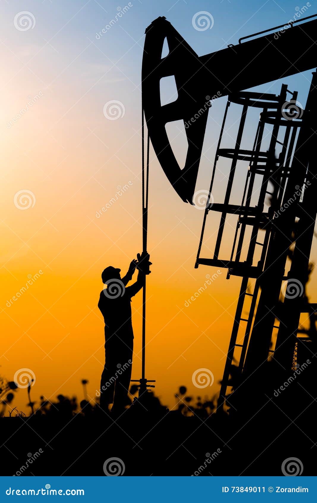 Oil Field, the Oil Workers are Working Stock Image - Image of working ...