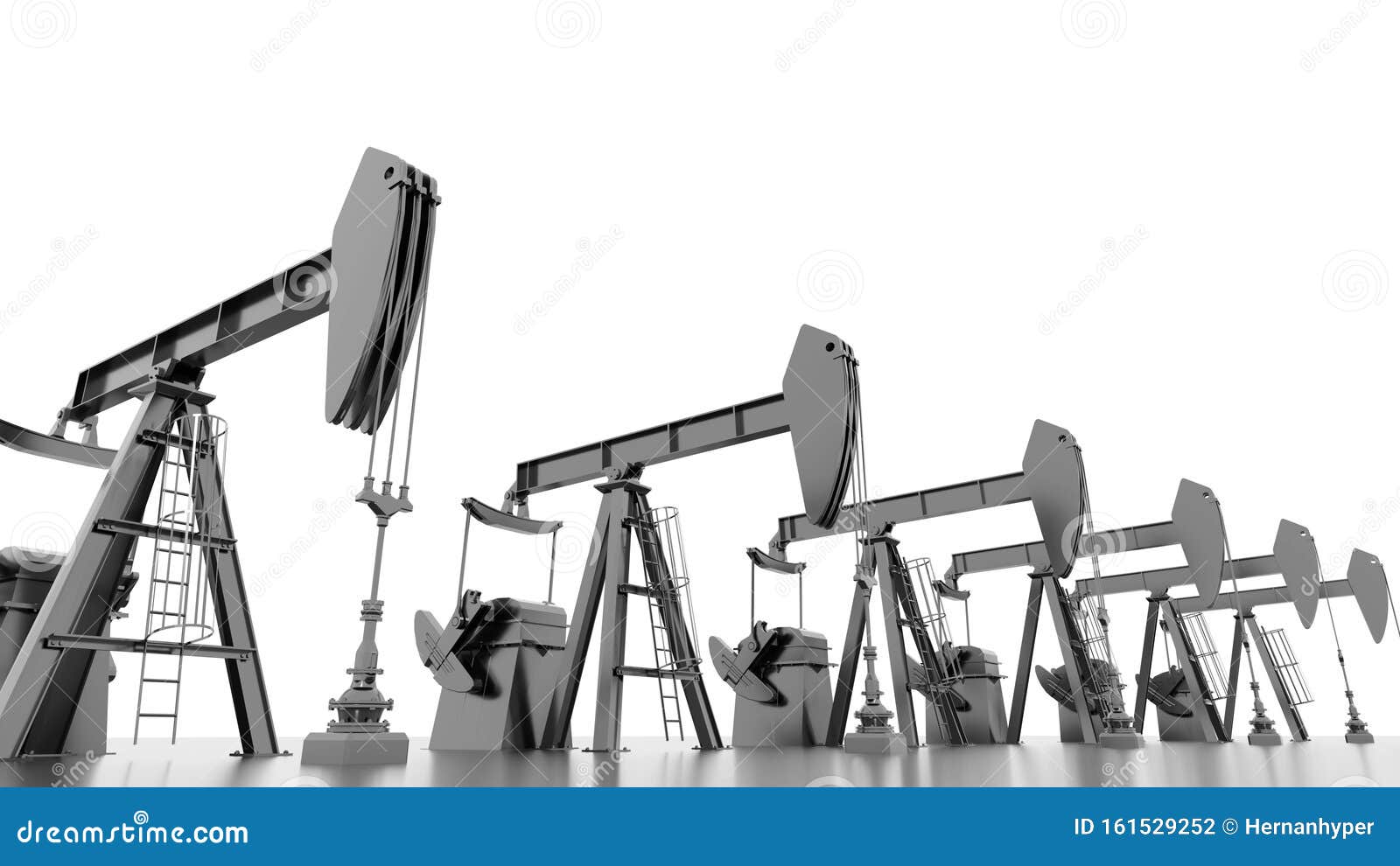 Oil Field, Pumpjacks and Pipelines. Digital Render Concept. Stock ...