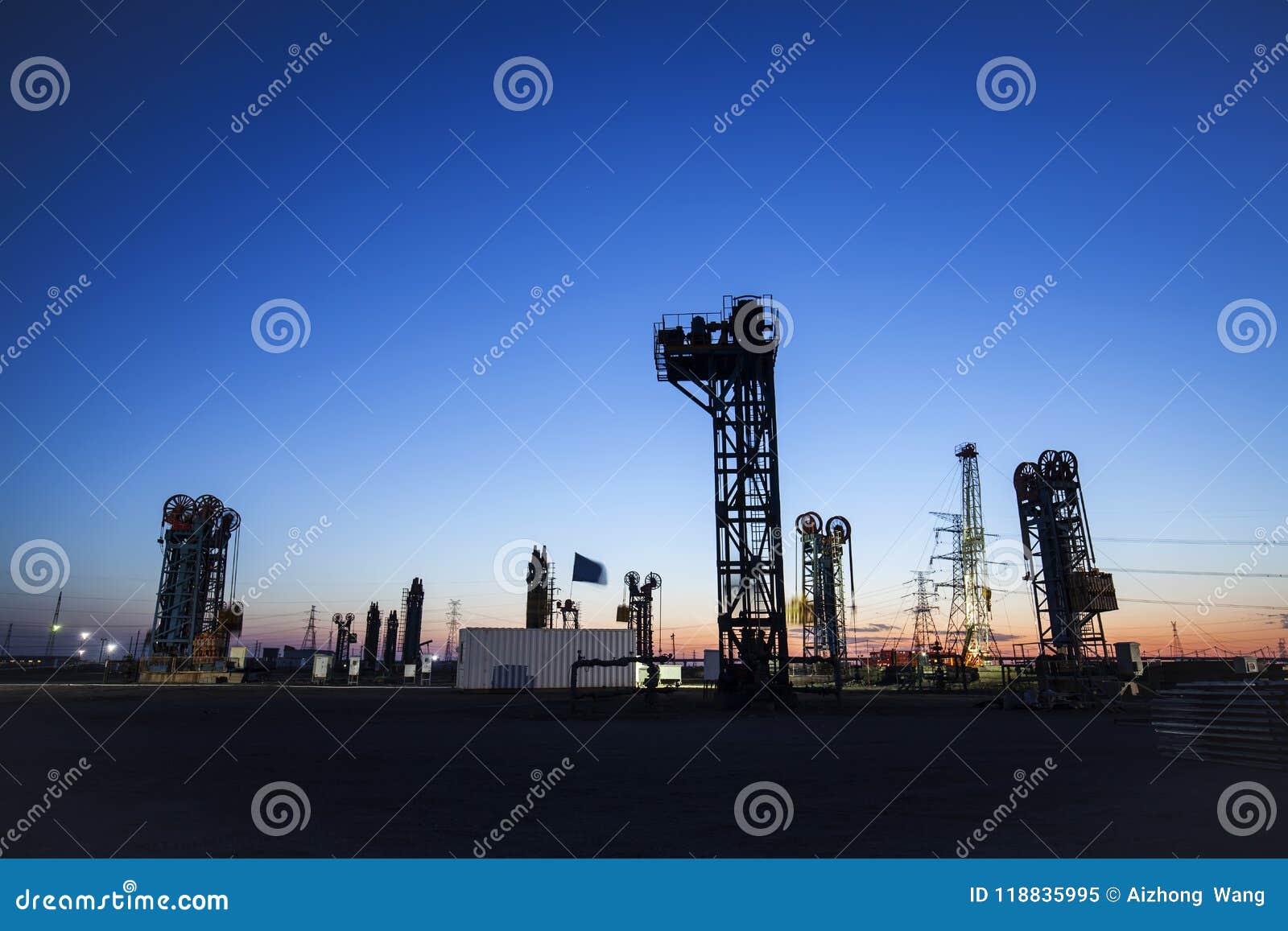 The Tower Type Pumping Unit in the Evening Stock Image - Image of ...