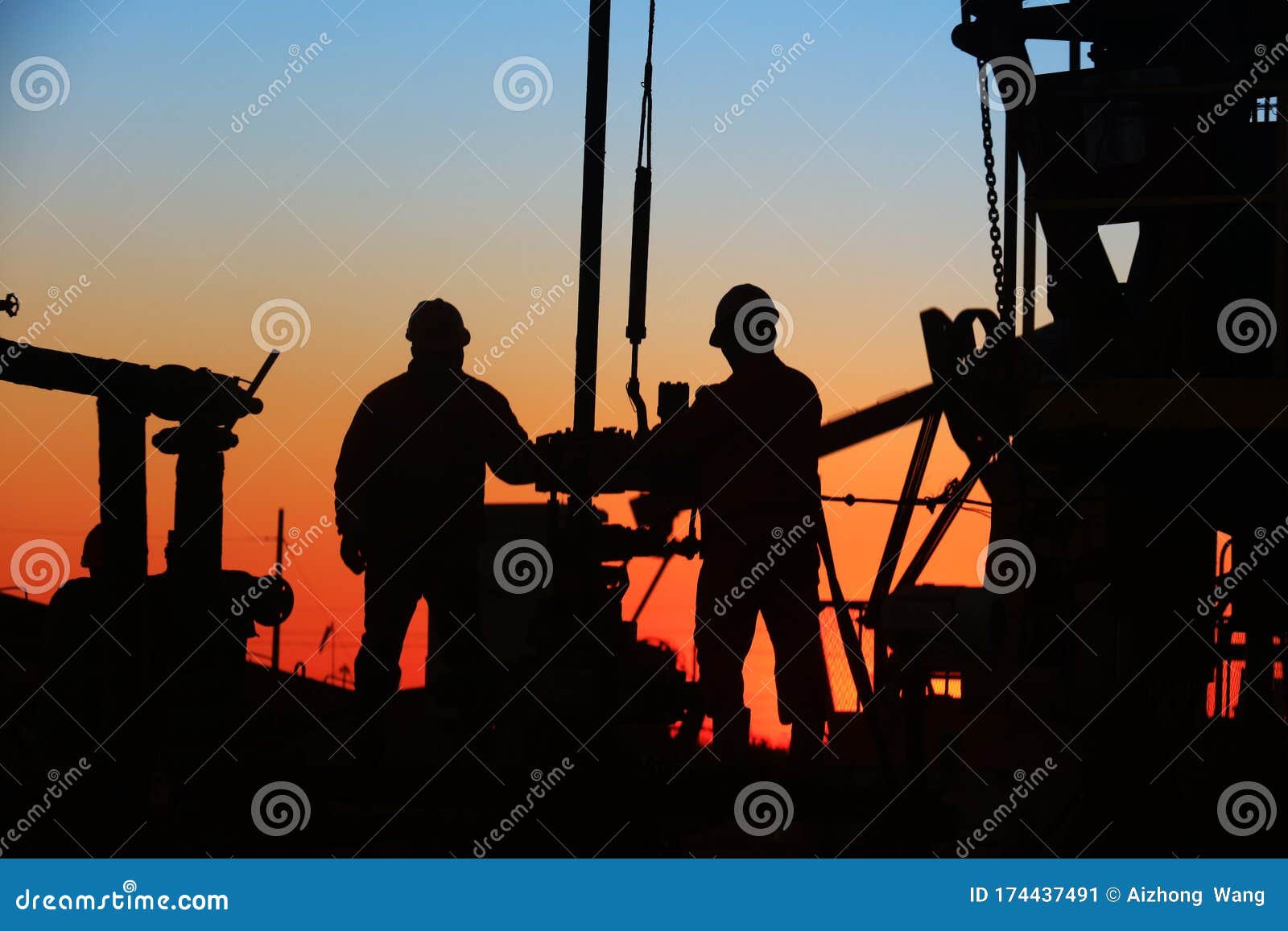 Oil Field, the Oil Workers are Working Stock Image - Image of gasoline ...
