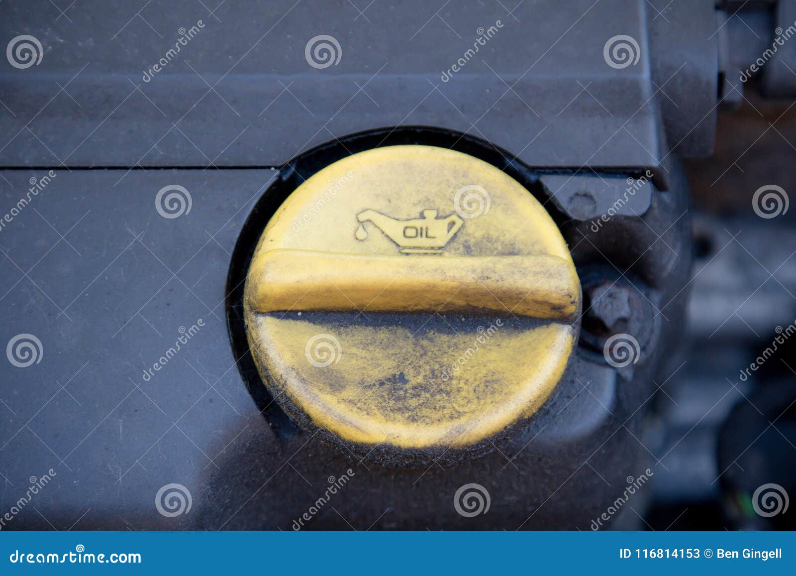 An Oil Filler Cap on a Car`s Engine Stock Image - Image of auto ...
