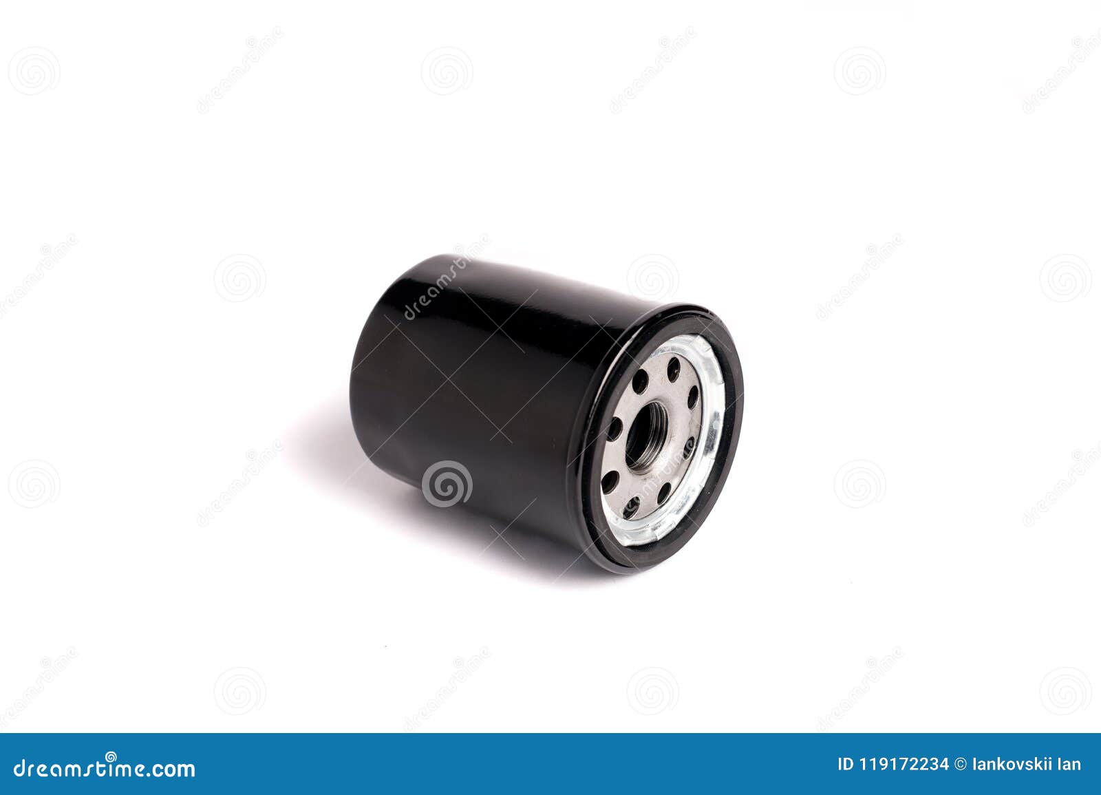 Oil Filter Black Color Cleaning Internal Combustion Engine on a White ...