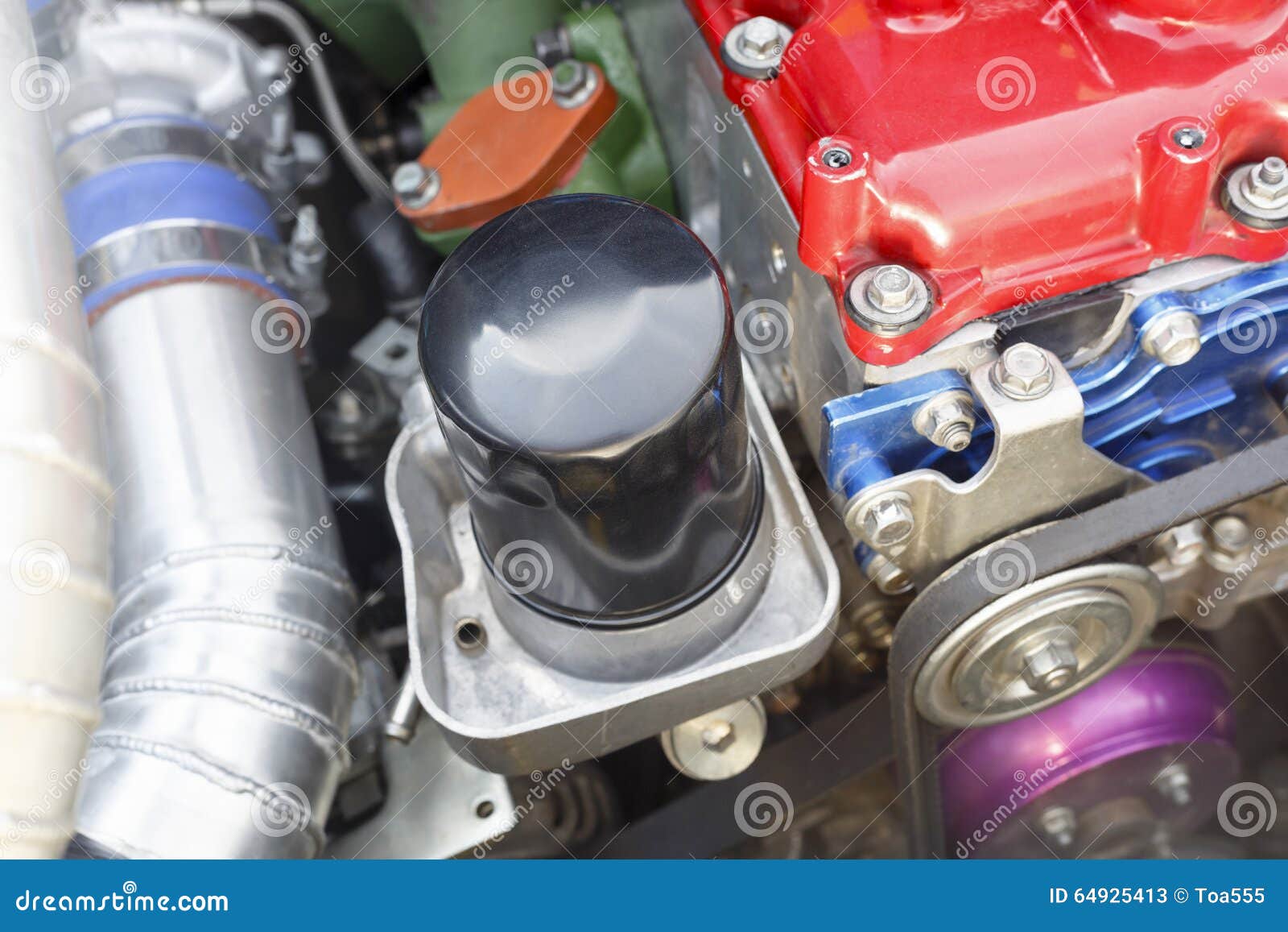 Oil Filter on Diesel Racing Car Engine. Stock Image - Image of repair ...