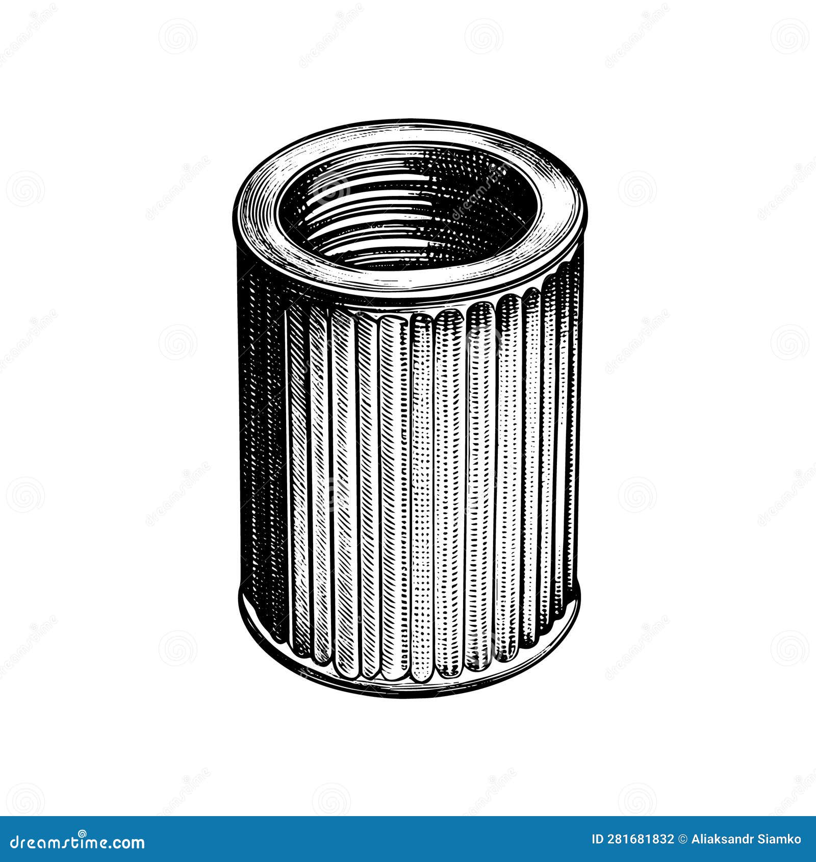 Oil Filter Vector Drawing. Isolated Hand Drawn, Engraved Style ...