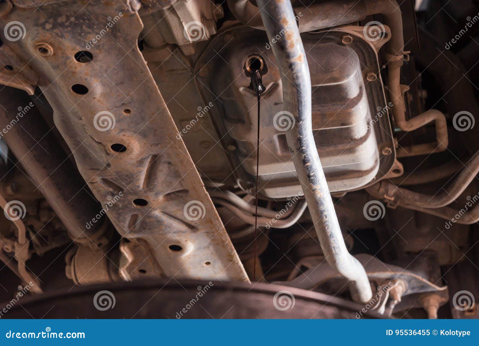 Oil Flows Out from Automobile Engine Stock Image - Image of motor, lift ...