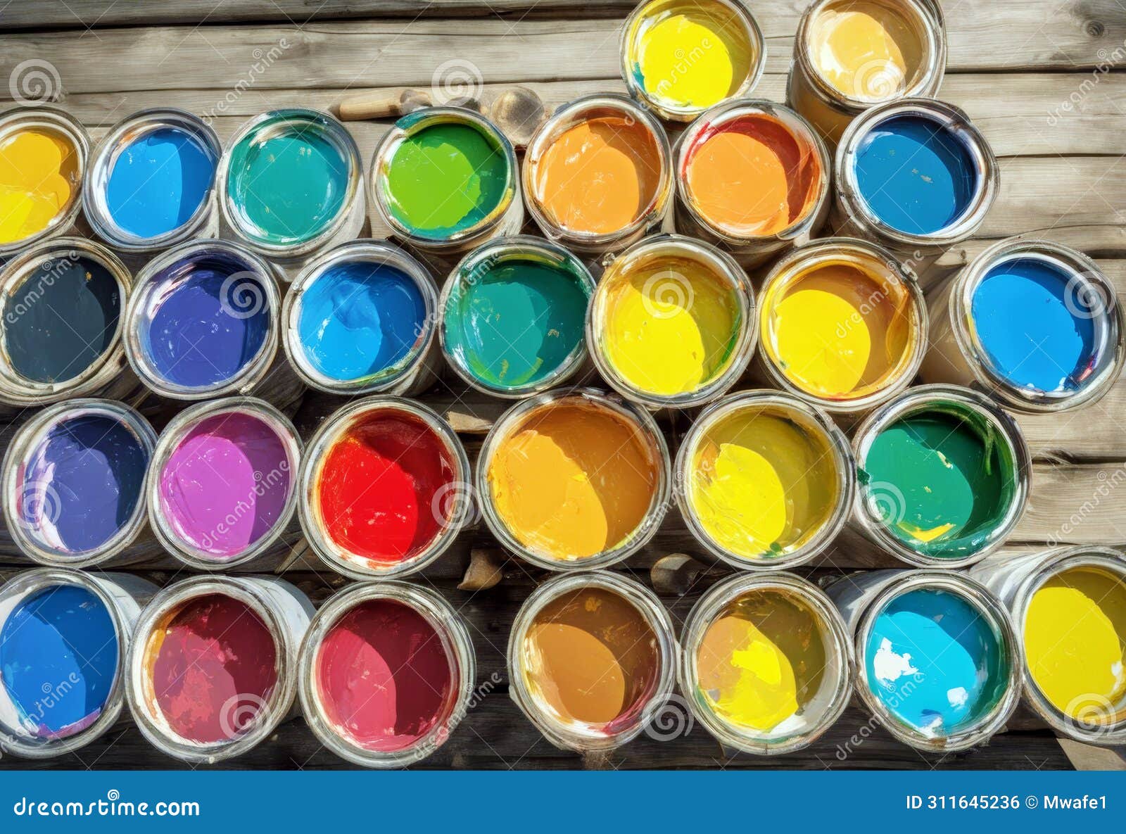 Oil Full Rainbow Paint Buckets Colored Stock Illustration ...