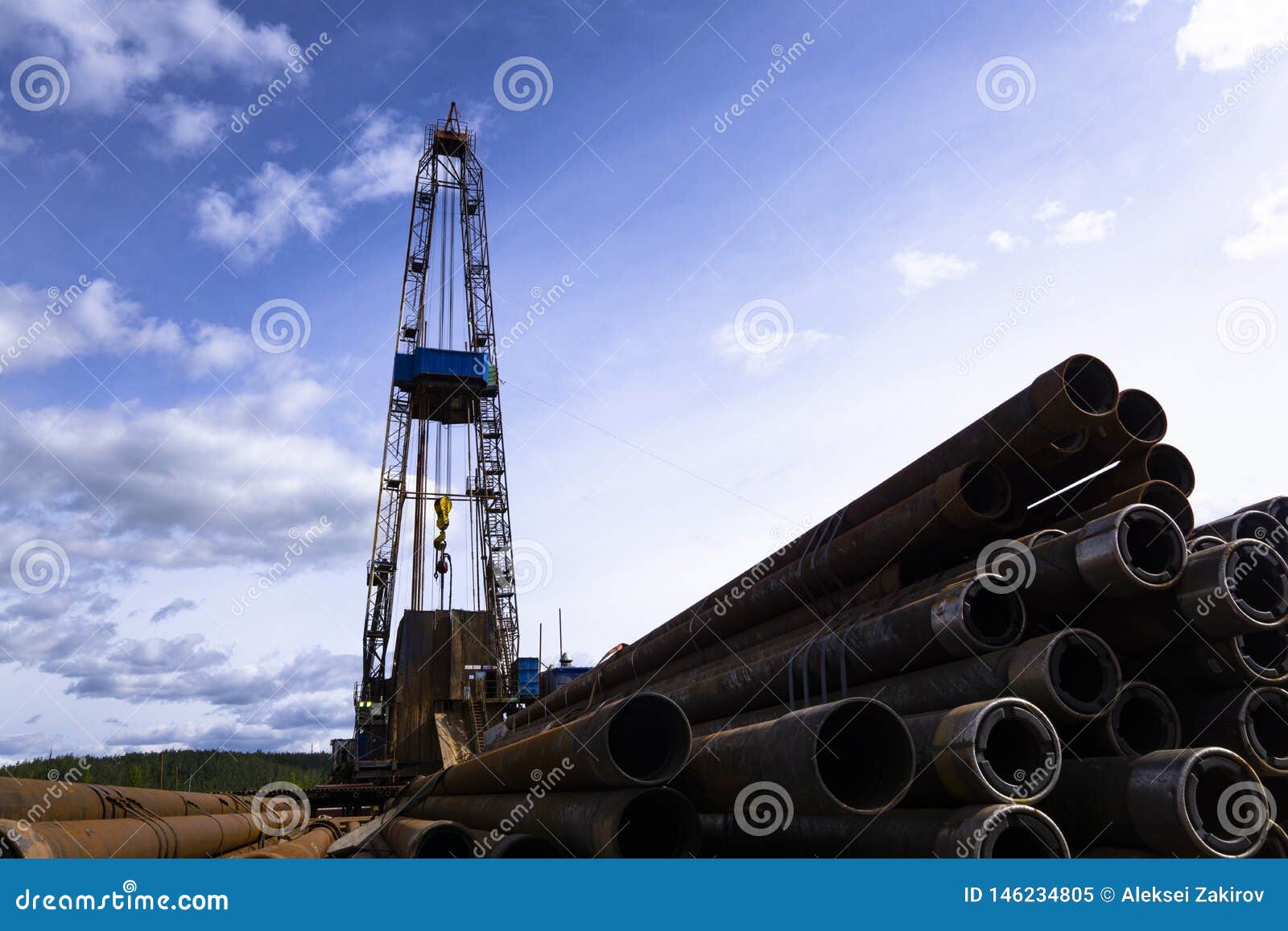 Oil and Gas Drilling Rig Onshore Dessert with Dramatic Cloudscape. Oil ...