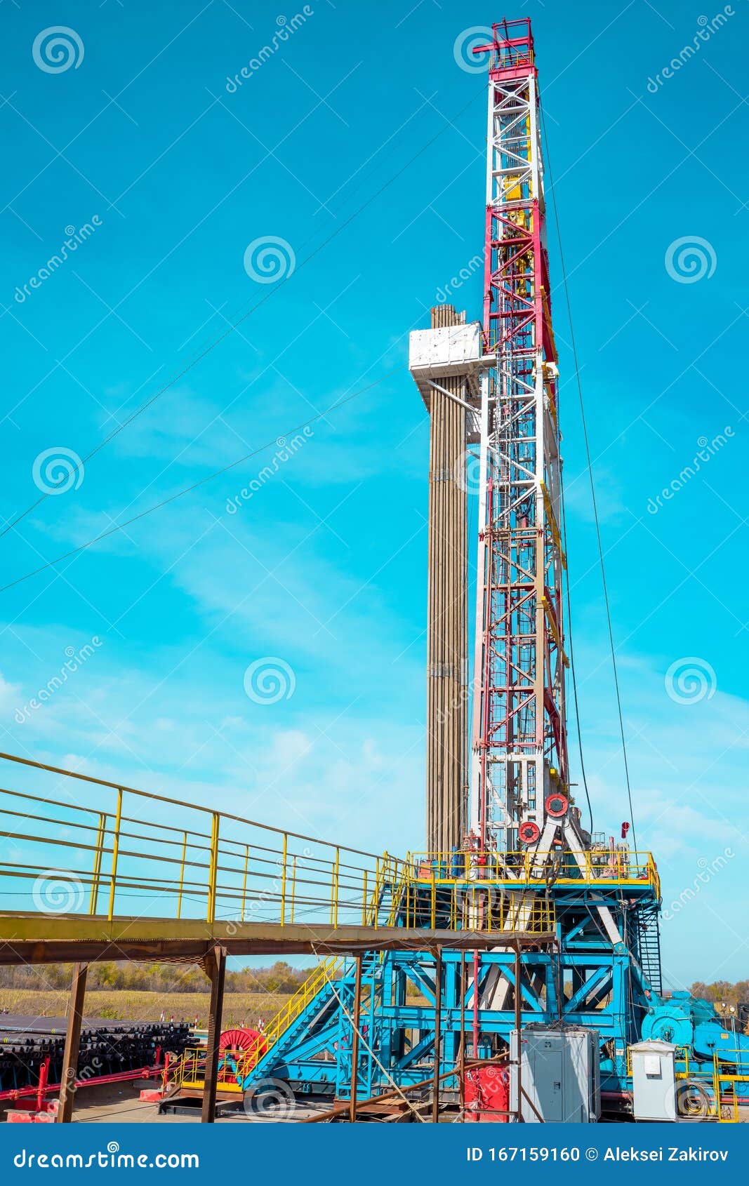 Oil and Gas Drilling Rig Onshore Dessert with Dramatic Cloudscape. Oil ...