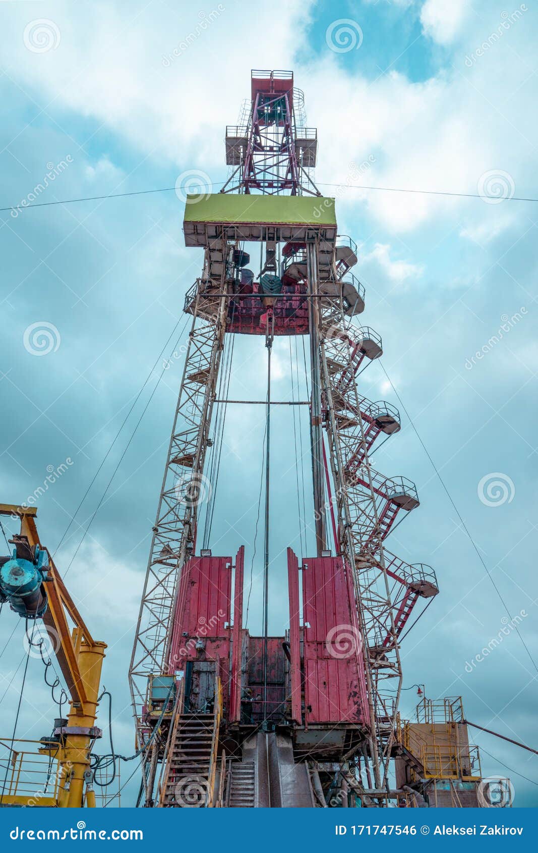 Oil and Gas Drilling Rig Onshore Dessert with Dramatic Cloudscape. Oil ...