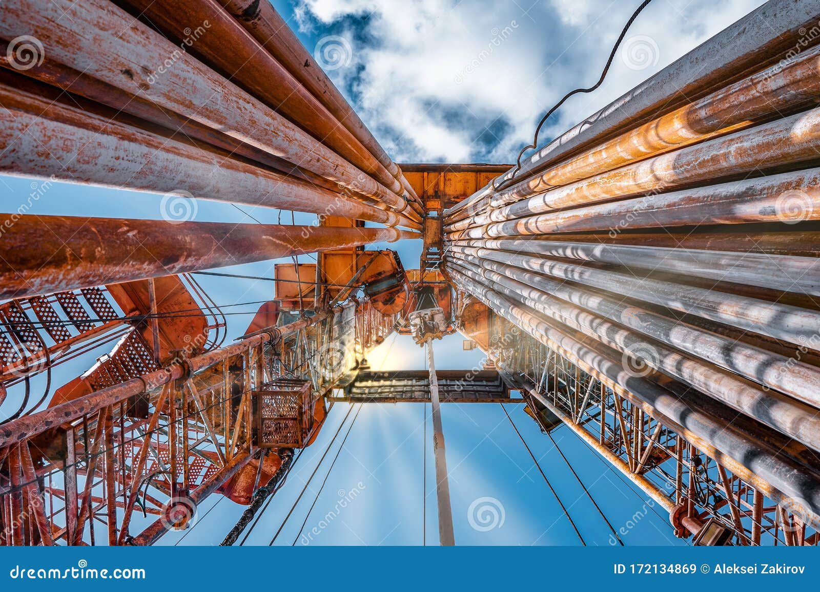 Oil and Gas Drilling Rig Onshore Dessert with Dramatic Cloudscape. Oil ...
