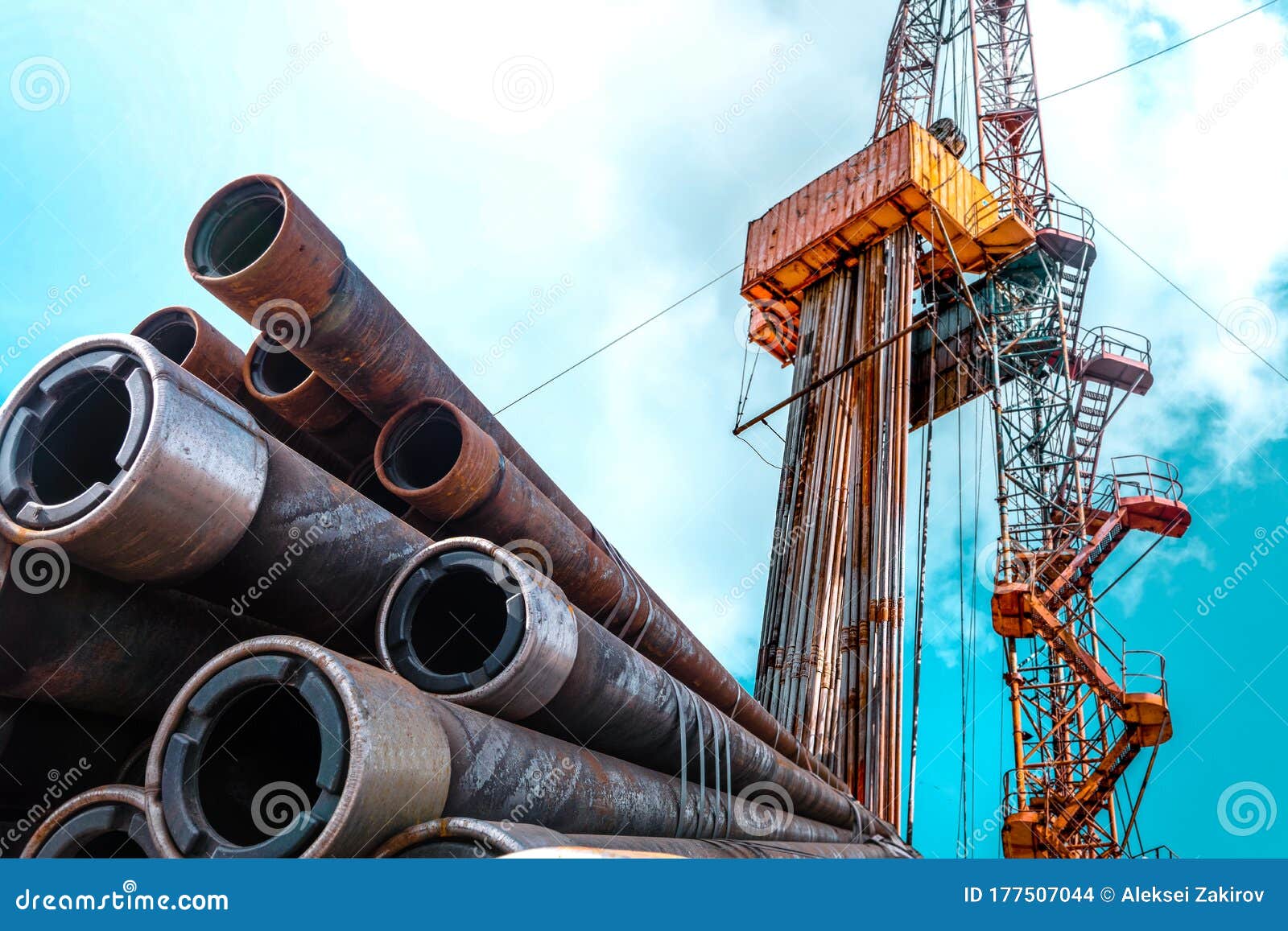 Oil and Gas Drilling Rig Onshore Dessert with Dramatic Cloudscape. Oil ...