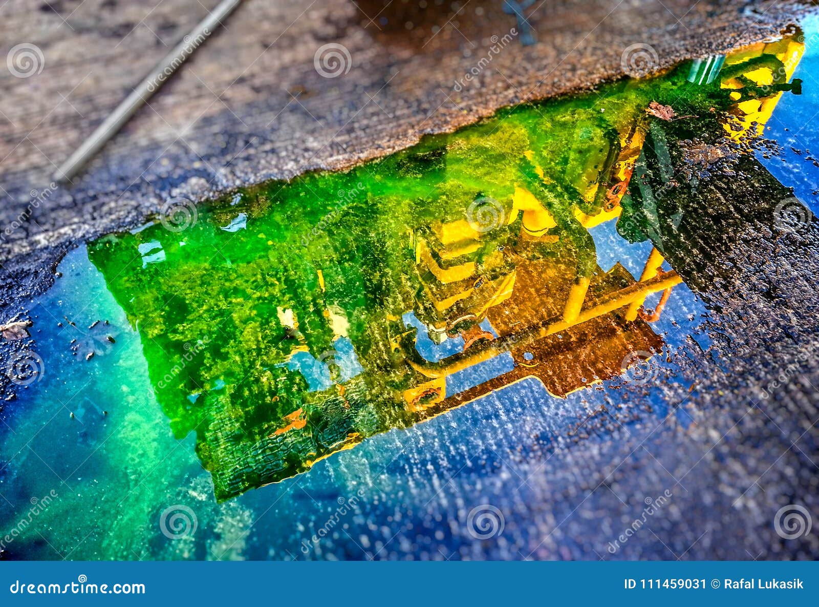 Puddle reflection stock image. Image of bright, tree - 111459031