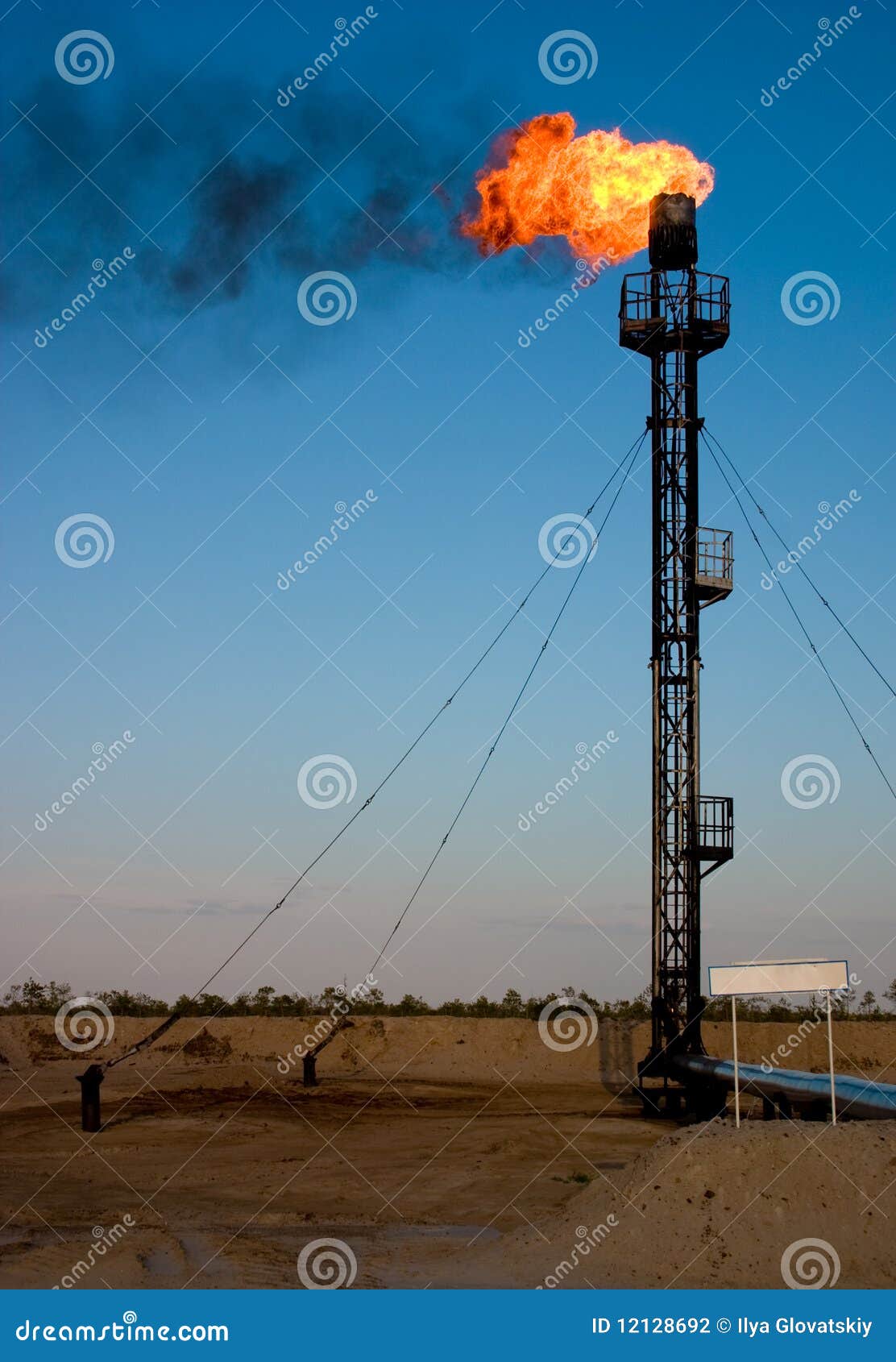 Oil gas flare stock photo. Image of danger, burning, factory - 12128692
