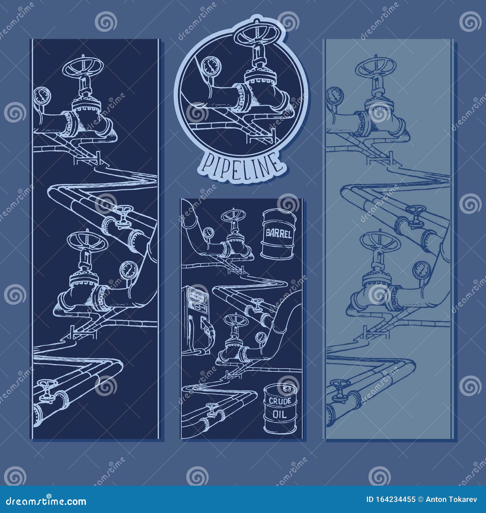 Oil And Gas Industry Rectangular Banner Template Set. Visit Cards ...