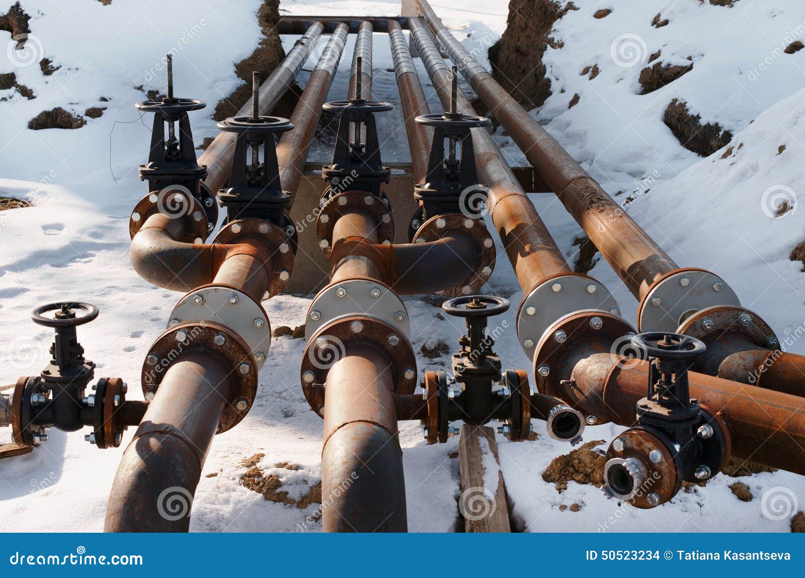 Oil and Gas Pipe Line Valves Stock Photo - Image of industrial, close ...