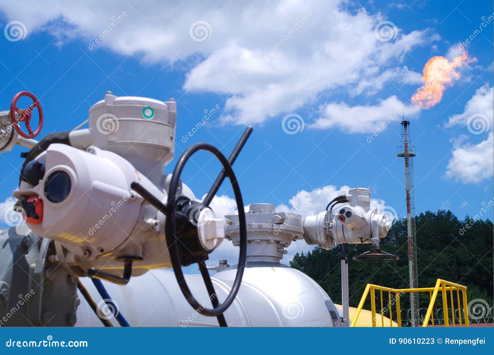 Oil/gas pipeline on fire editorial stock photo. Image of heat - 90610223