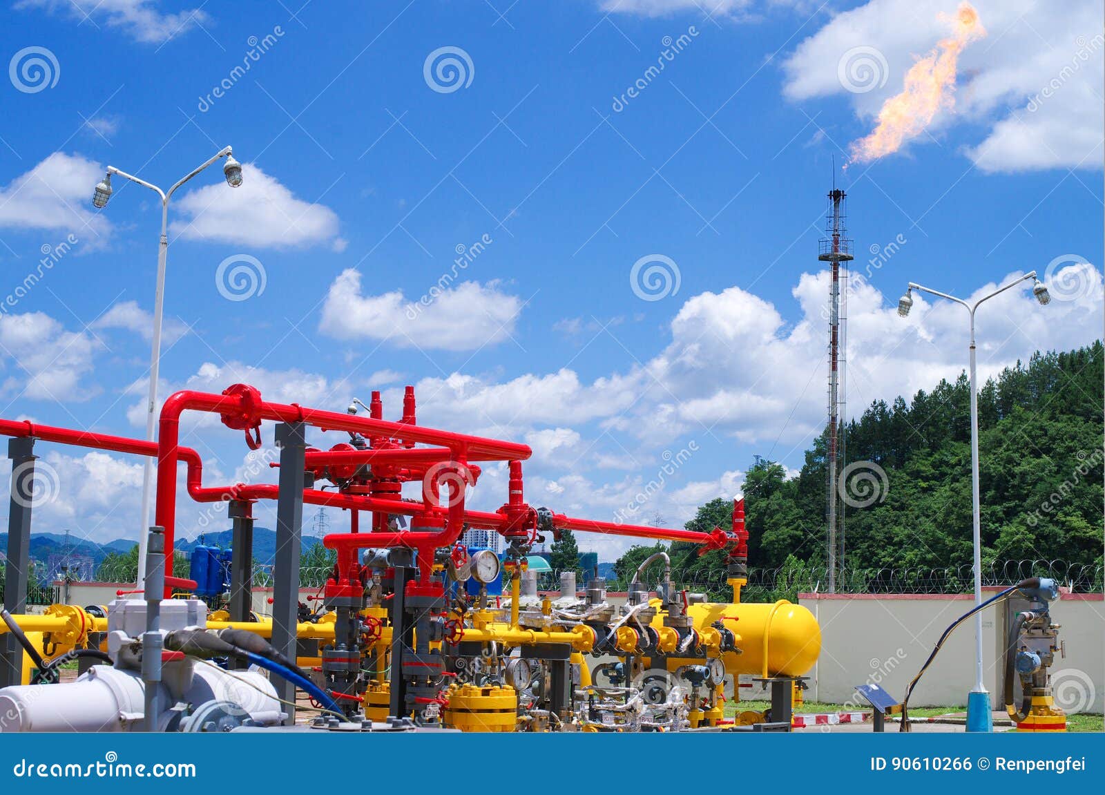 Oil/gas pipeline on fire editorial photo. Image of exploration - 90610266