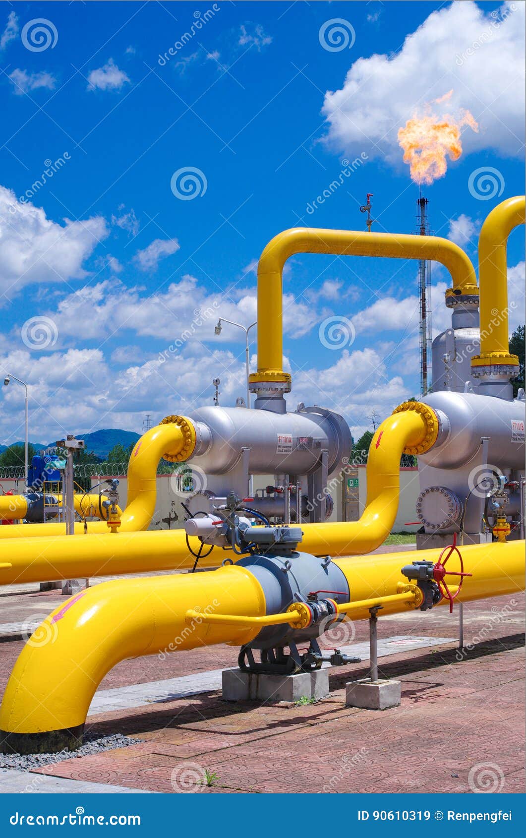 Oil/gas pipeline on fire editorial stock image. Image of chemical ...