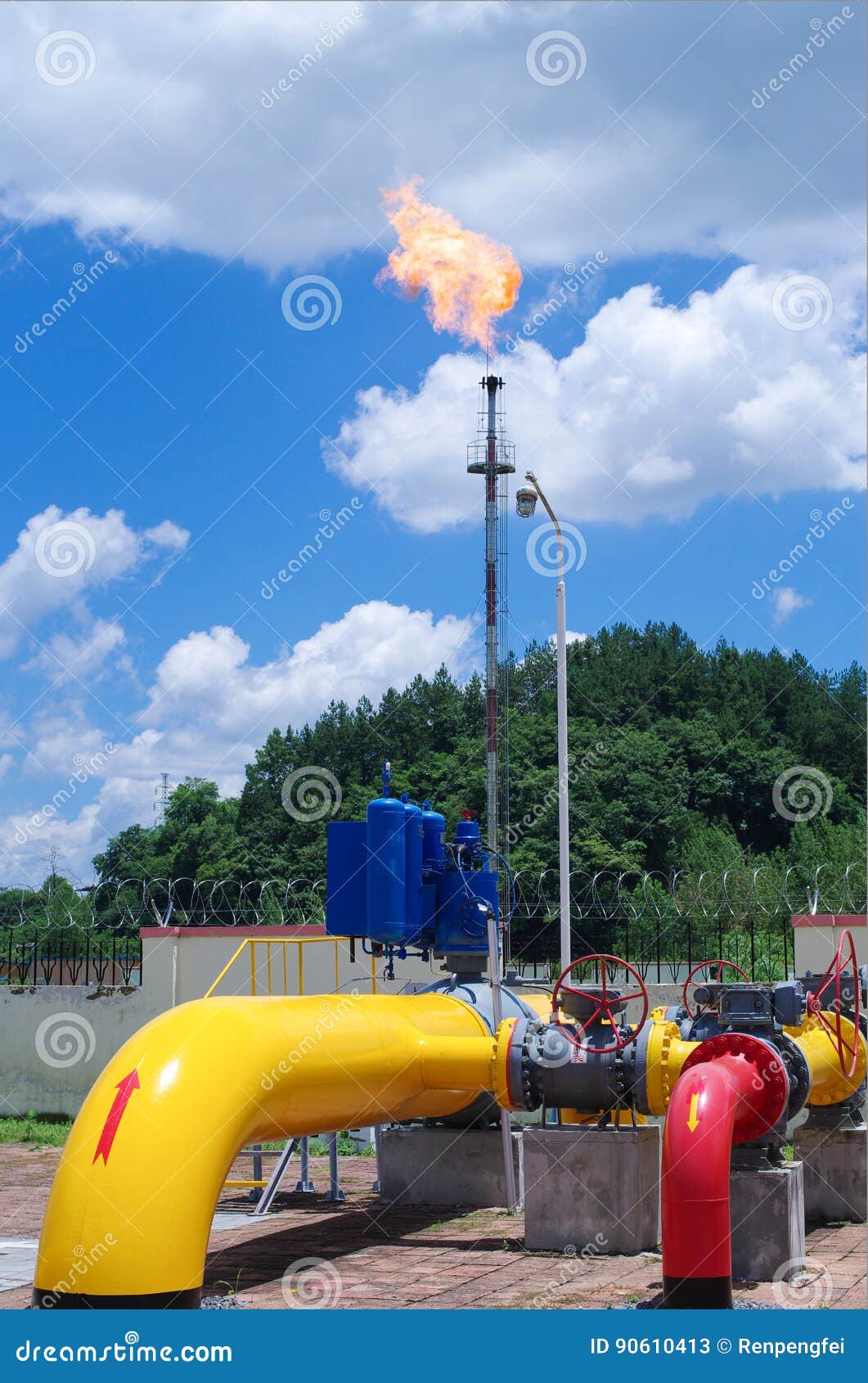 Oil/gas pipeline on fire editorial stock photo. Image of chemistry ...