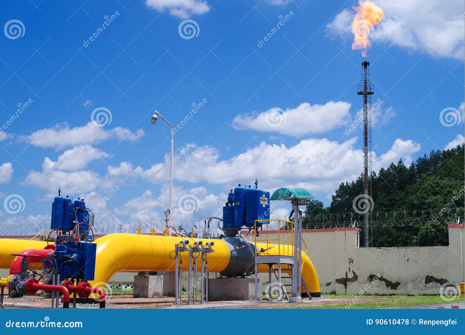 Oil/gas pipeline on fire editorial stock photo. Image of chemical ...