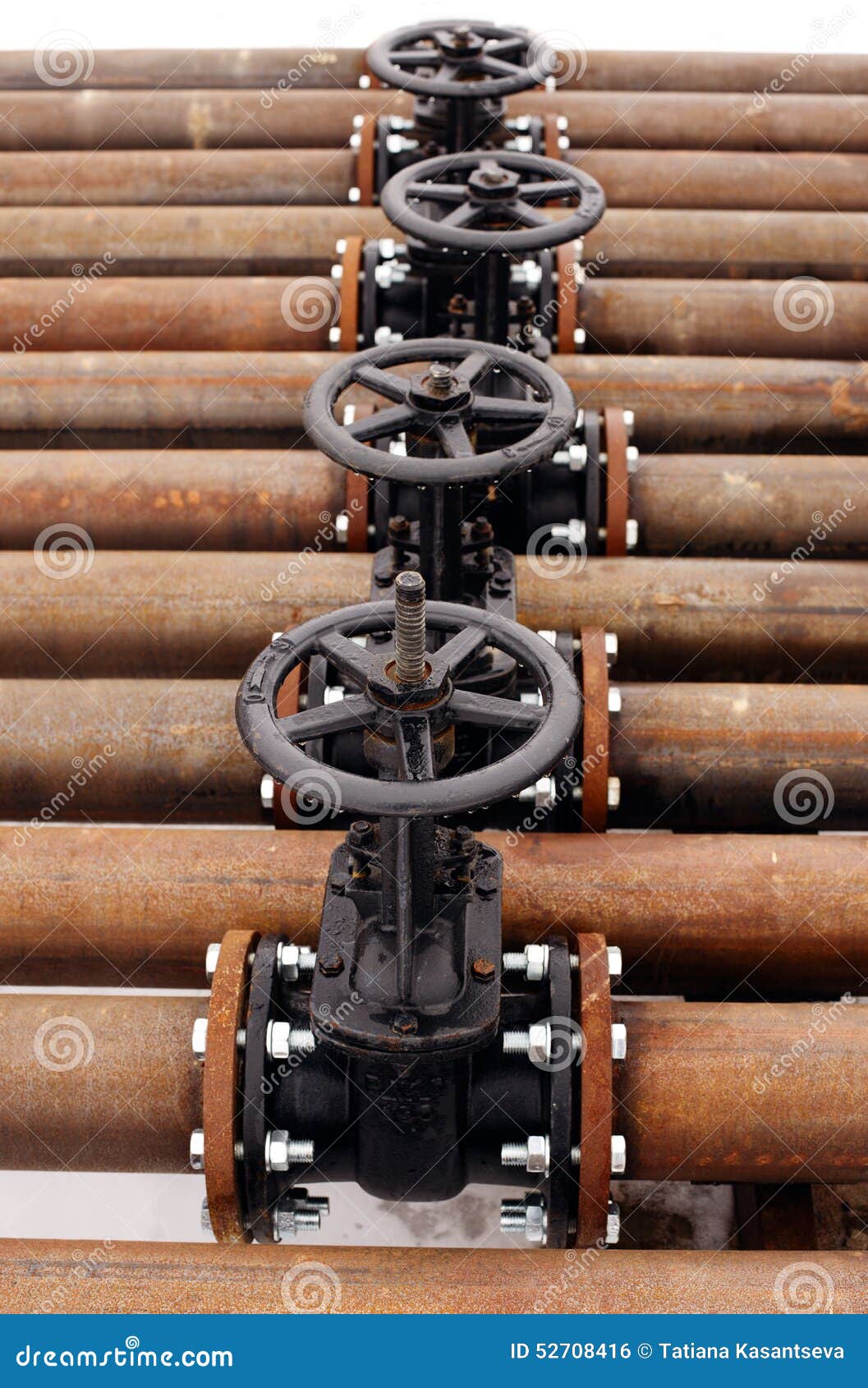 Oil and Gas Pipeline Valves on a Piping Stock Photo - Image of blue ...
