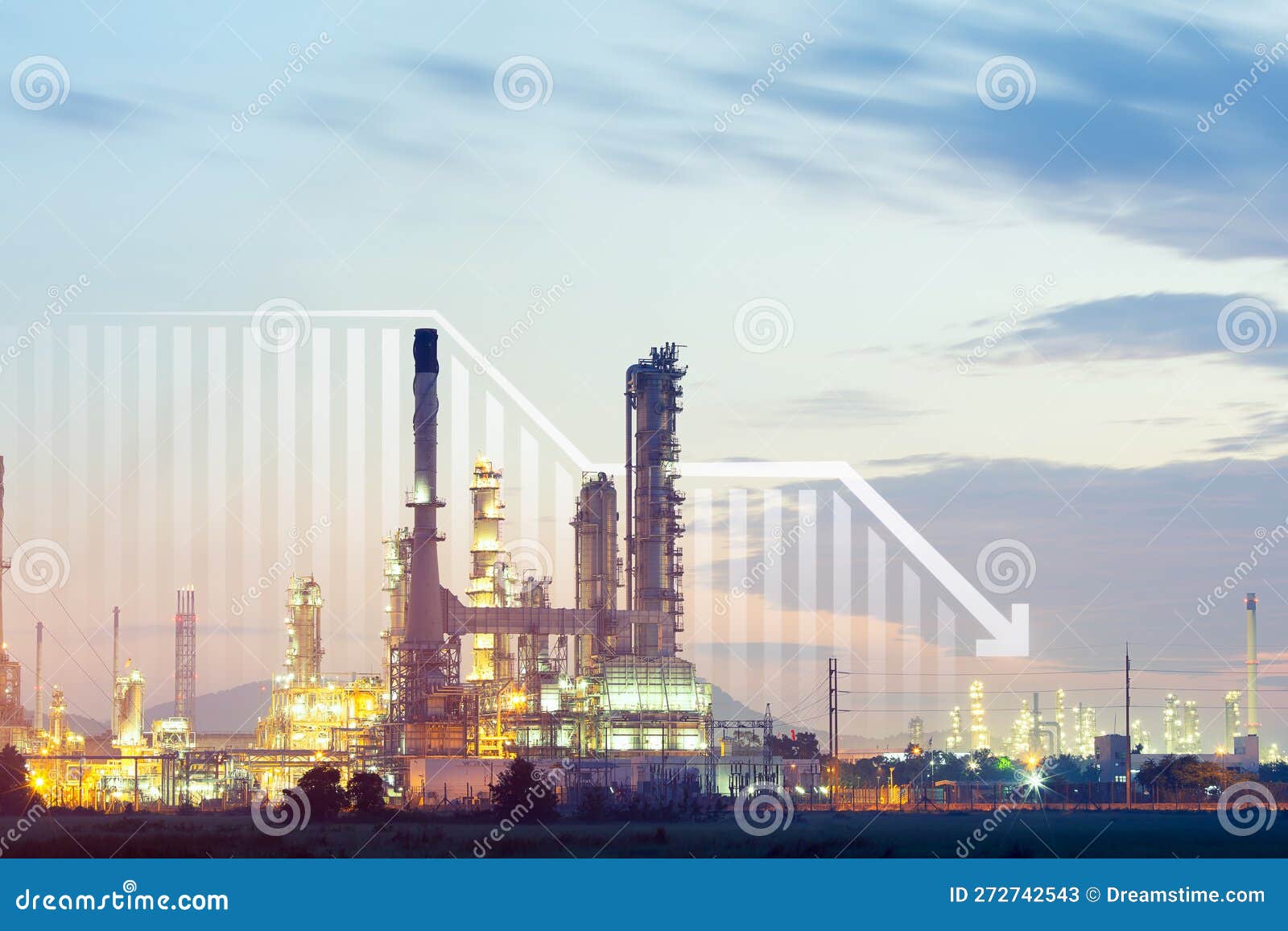 Oil Gas Refinery or Petrochemical Plant with Concept of Business Stock ...