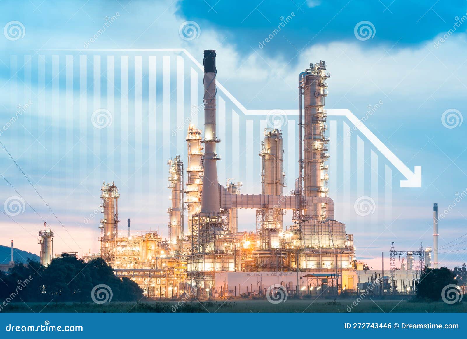 Oil Gas Refinery or Petrochemical Plant with Concept of Business Stock ...