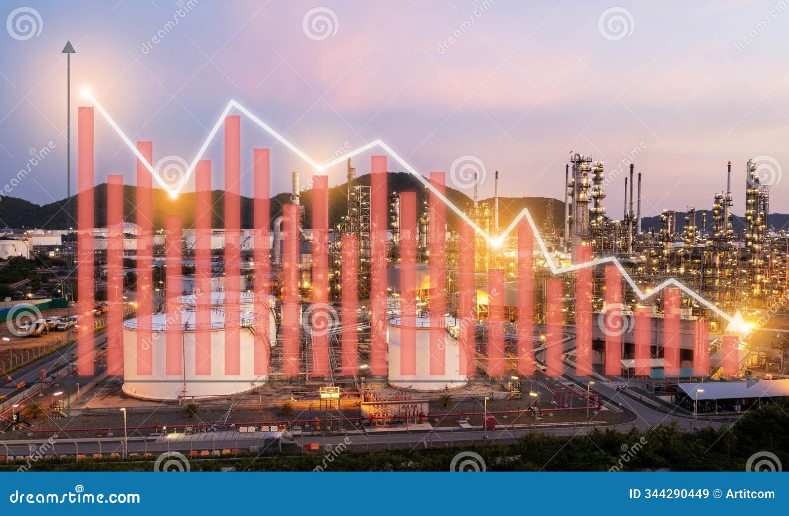 Oil-gas Refinery or Petrochemical Plant. Include an Arrow, Graph, or ...