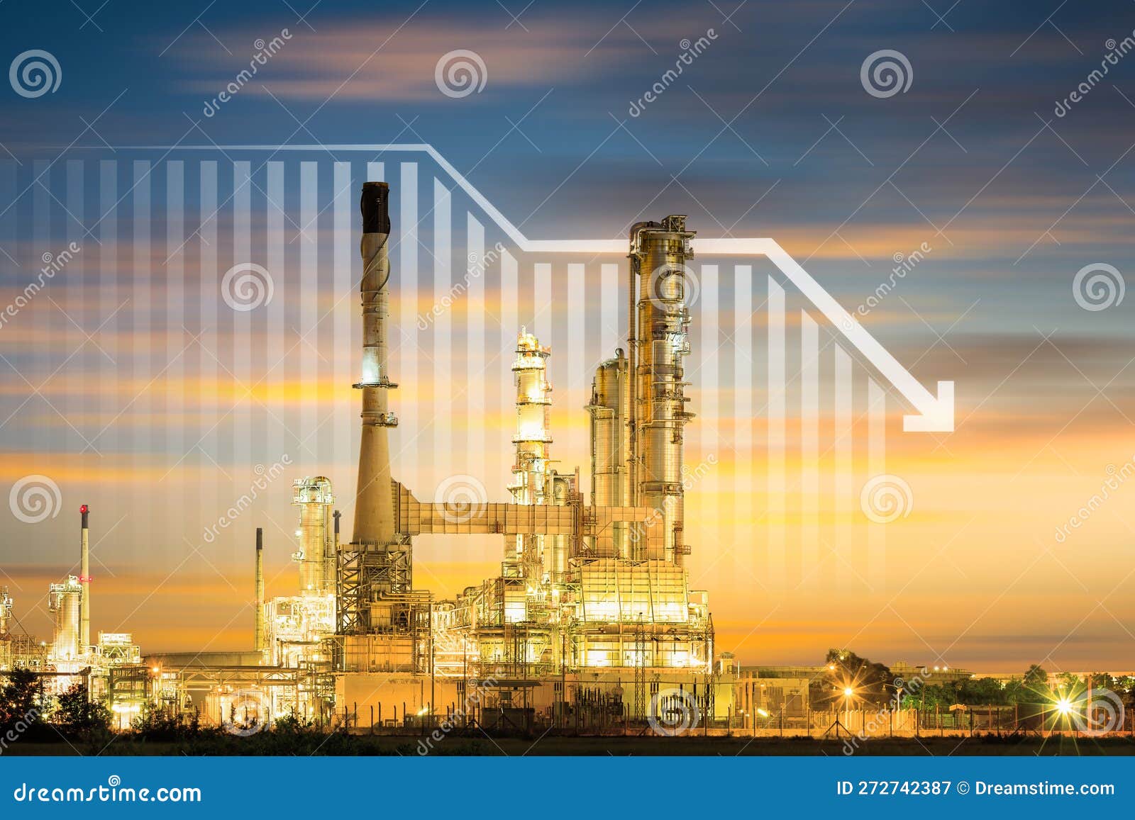 Oil Gas Refinery or Petrochemical Plant with Concept of Business Stock ...