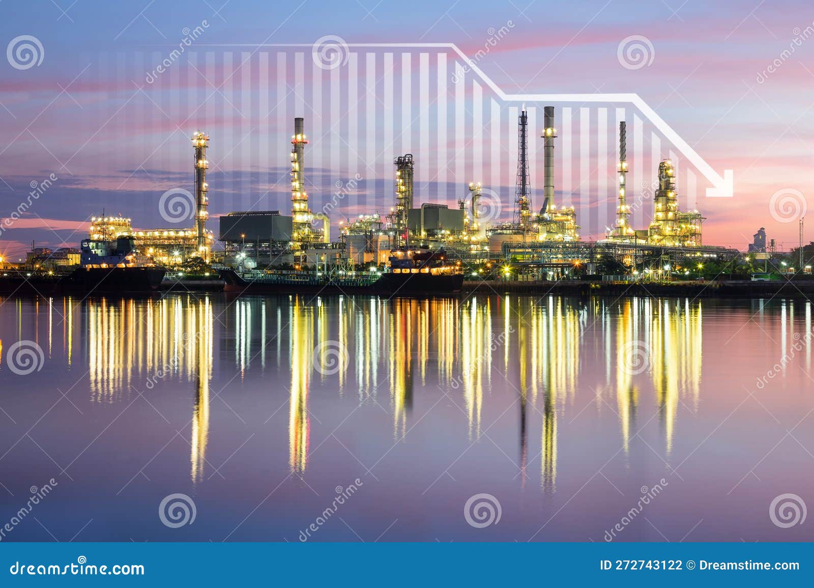 Oil Gas Refinery or Petrochemical Plant with Concept of Business Stock ...