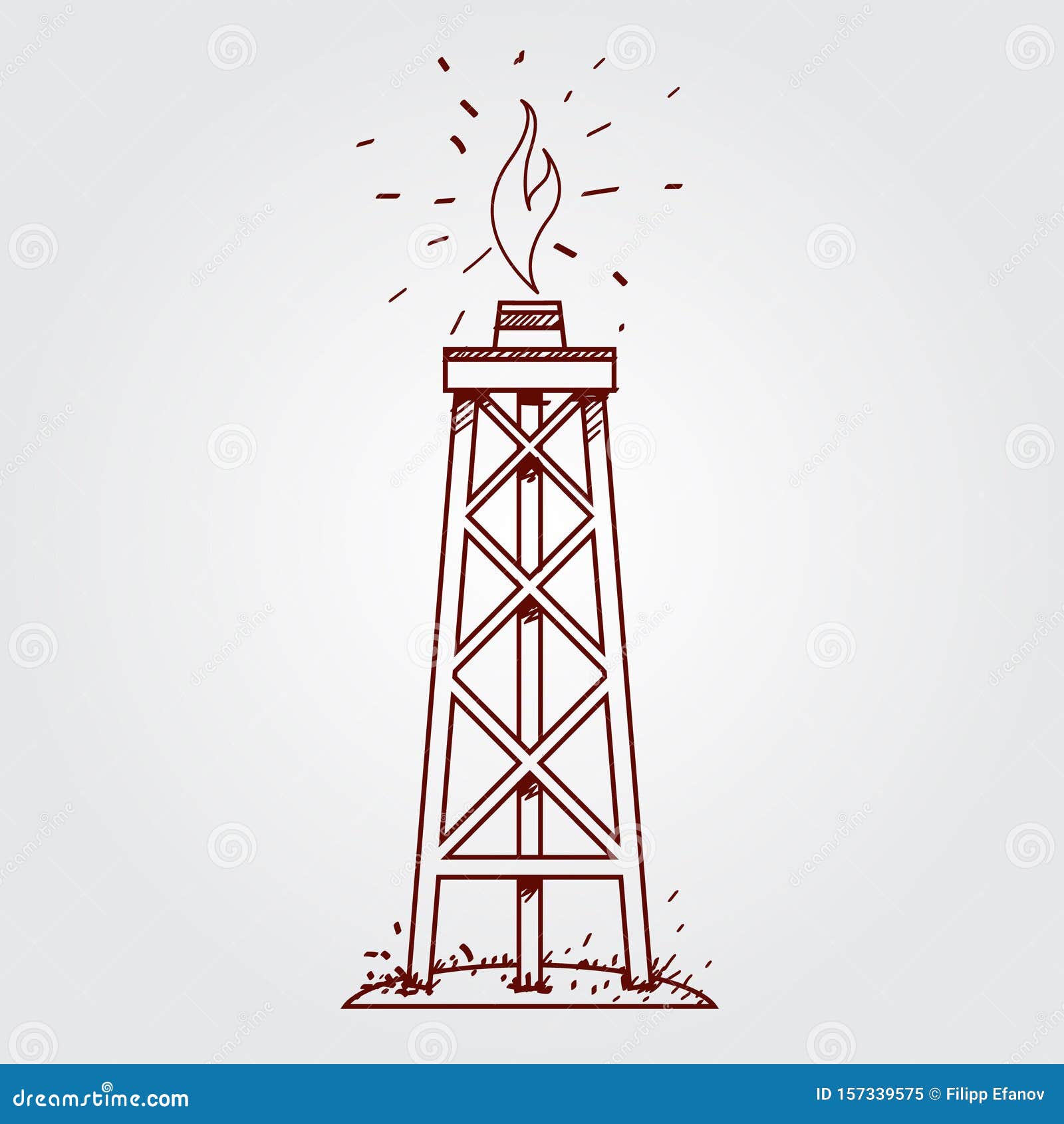 Oil, Gas Rig Logo. Outline Drawing Stock Illustration - Illustration of ...