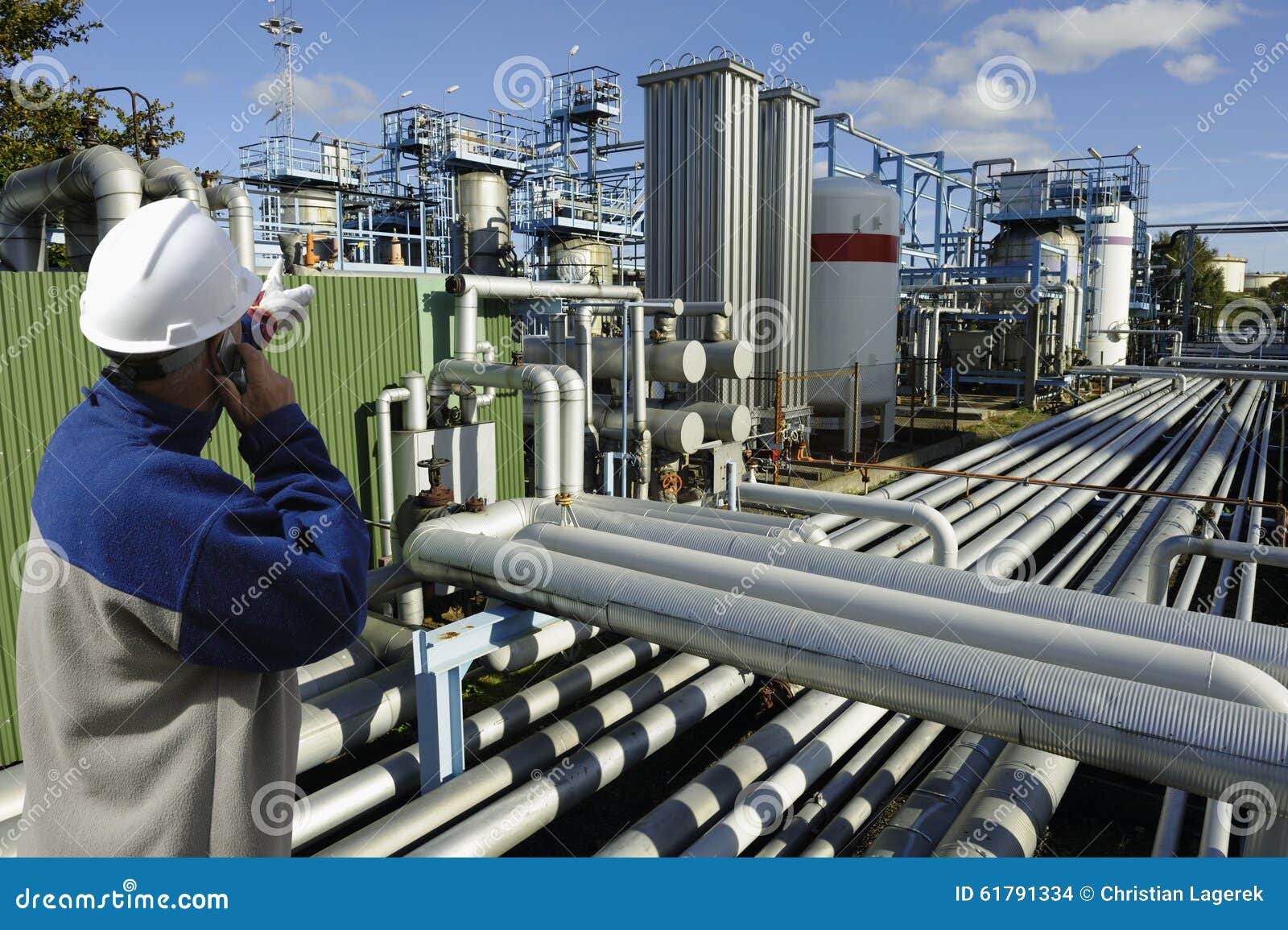Oil and Gas Worker with Pipelines Stock Photo - Image of plant ...
