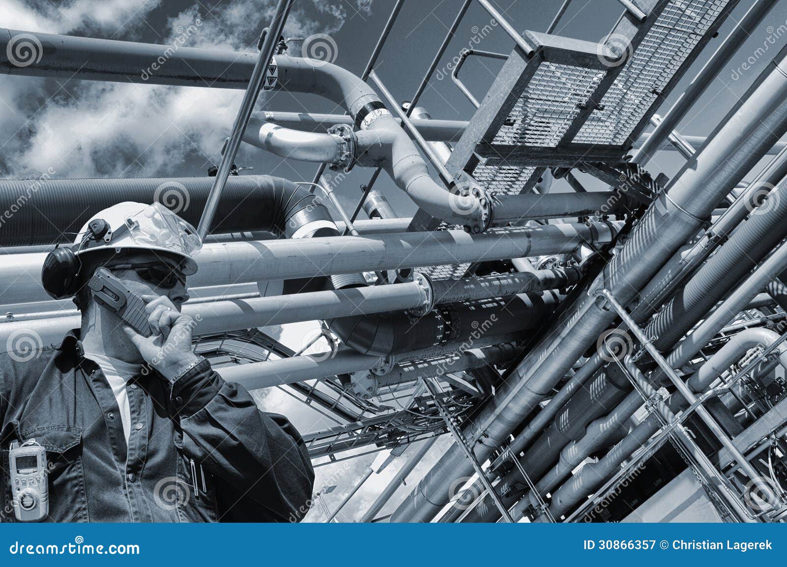 Oil and Gas Worker with Pipelines Stock Image - Image of ...