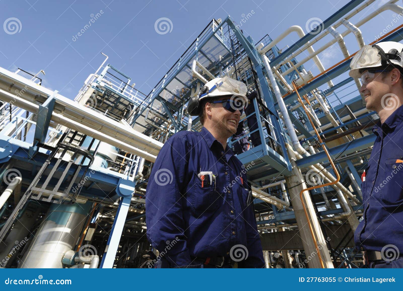 Oil and Gas Workers, Industry and Refinery Stock Image - Image of ...