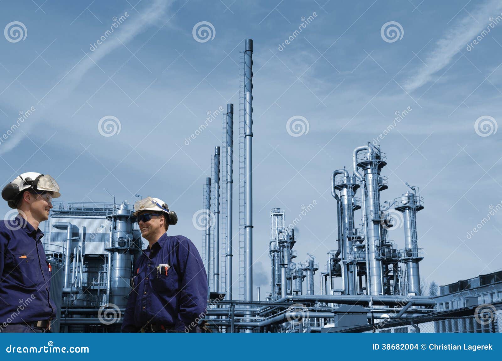 Oil and Gas Workers with Refinery Stock Photo - Image of energy ...