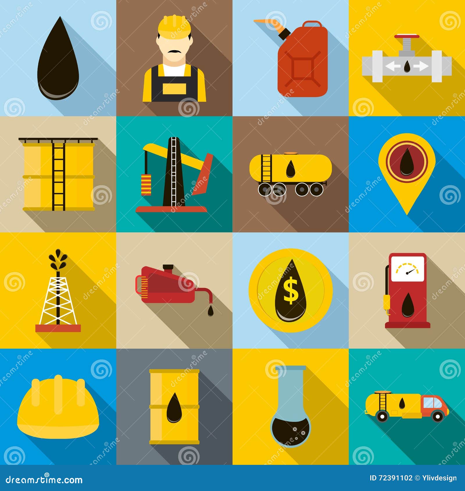 Oil icons set, flat style stock vector. Illustration of black - 72391102