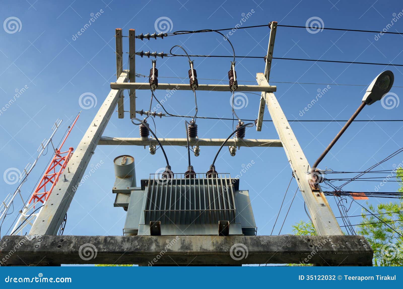 Distribution Transformer On Electric Utility Pole Stock Photo ...