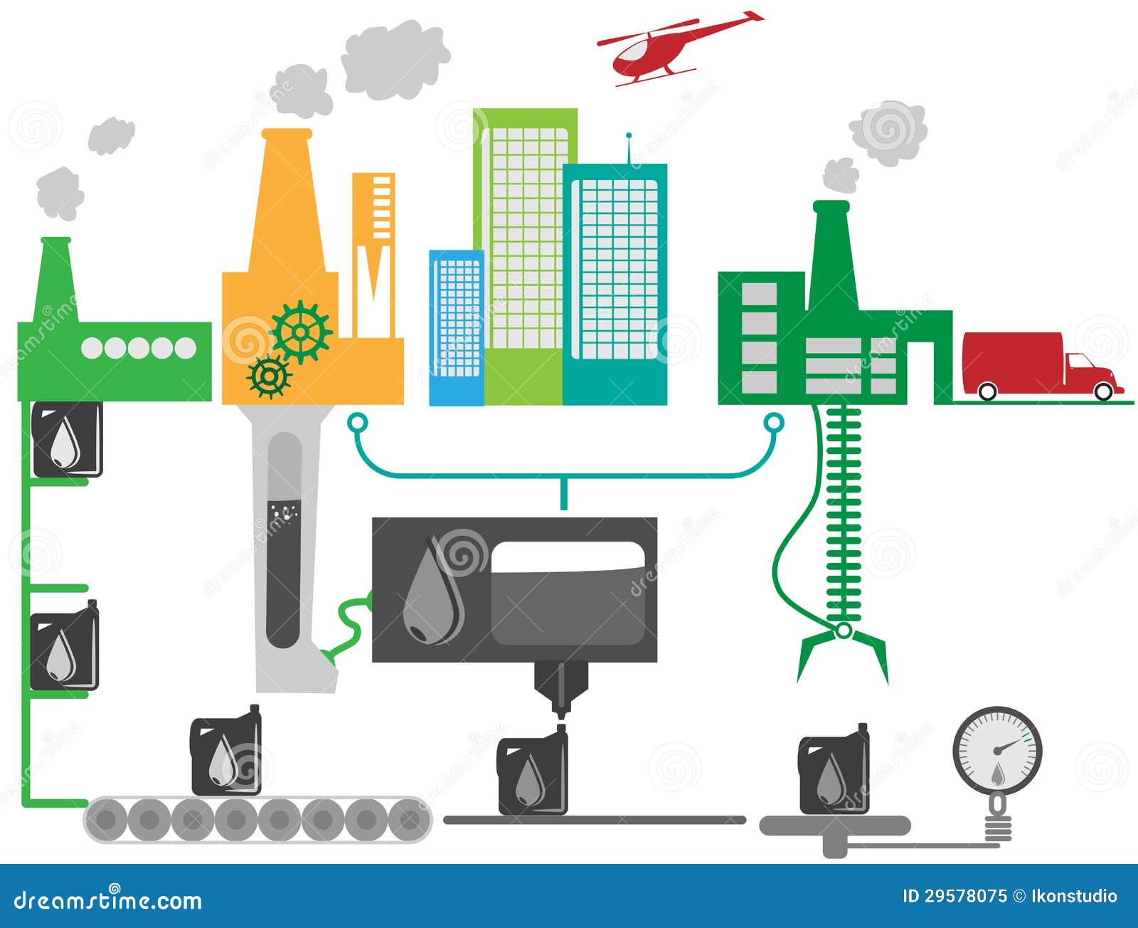 Oil Industrial Factory Schematic Illustration Stock Vector ...