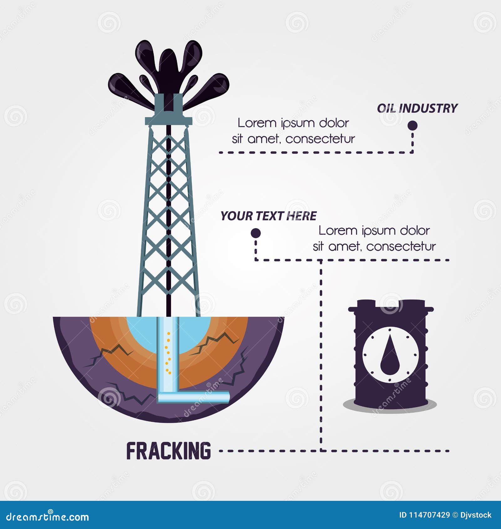 Oil Industry with Fracking Process Stock Vector - Illustration of ...
