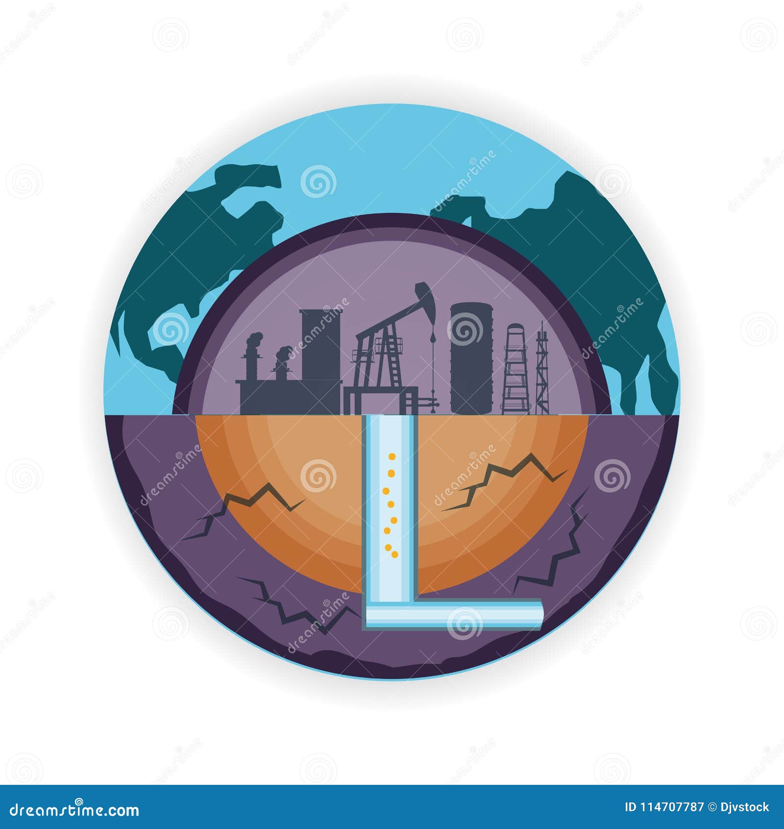 Oil Industry with Fracking Process Stock Vector - Illustration of ...