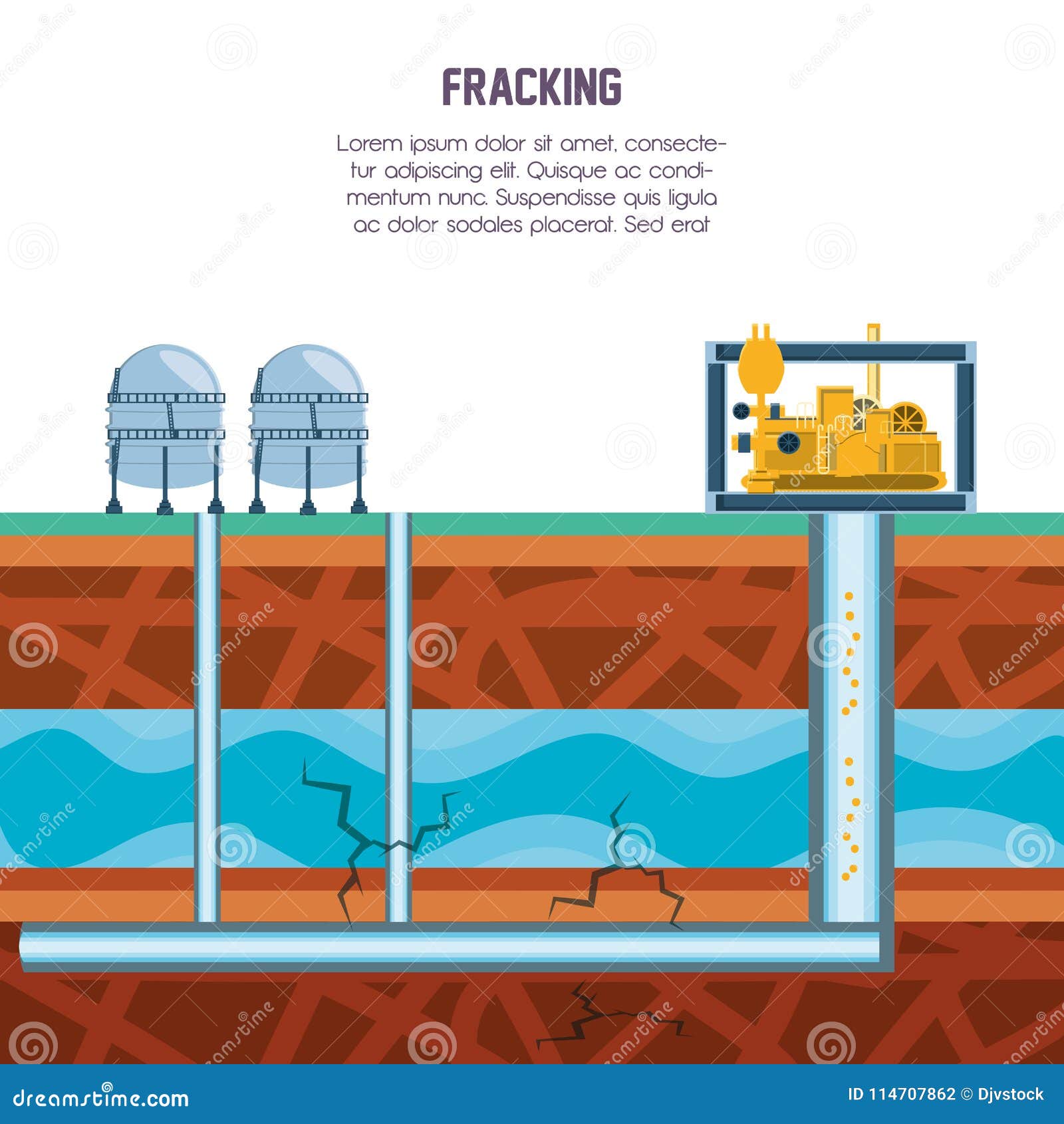 Oil Industry with Fracking Process Stock Vector - Illustration of ...