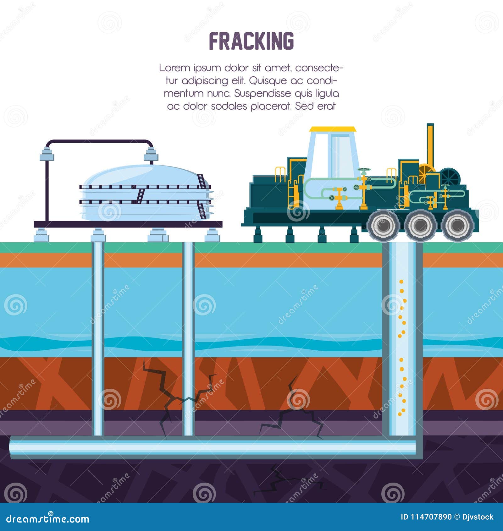 Oil Industry with Fracking Process Stock Vector - Illustration of ...