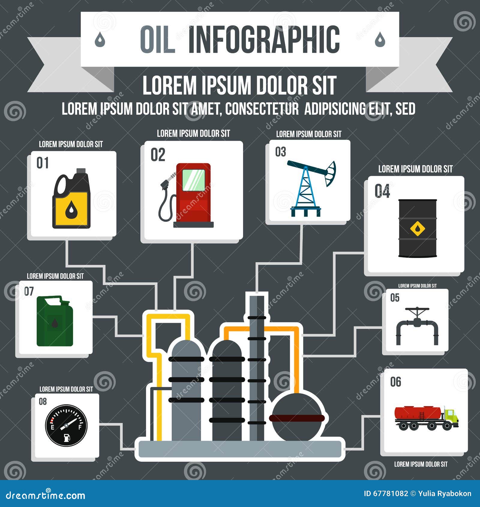 Oil Industry Infographic, Flat Style Stock Vector - Illustration of ...