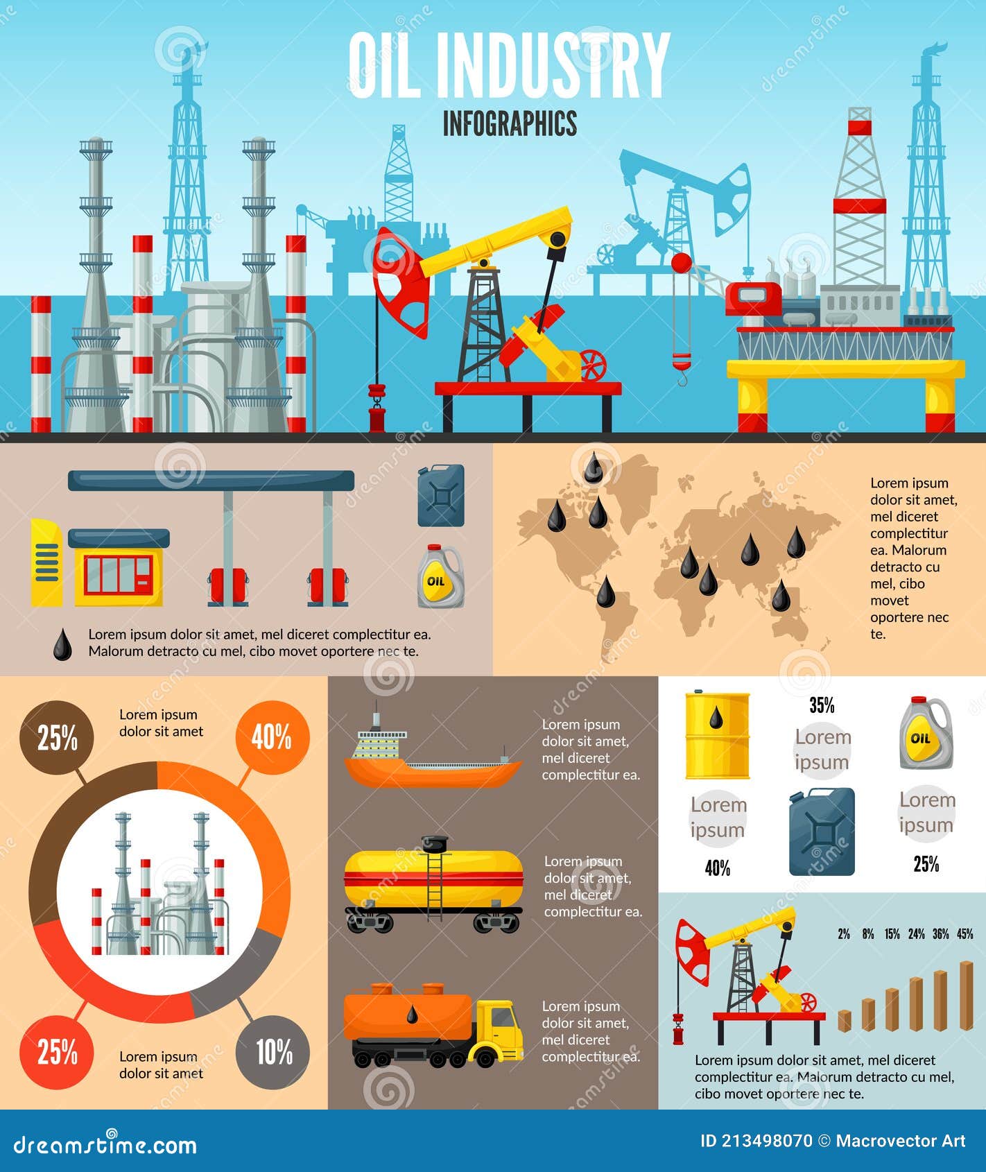 Oil Industry Infographic Template Stock Vector - Illustration of page ...