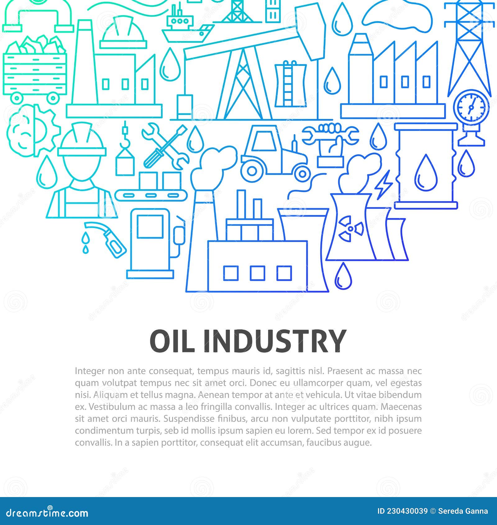 Oil Industry Line Concept stock vector. Illustration of storage - 230430039